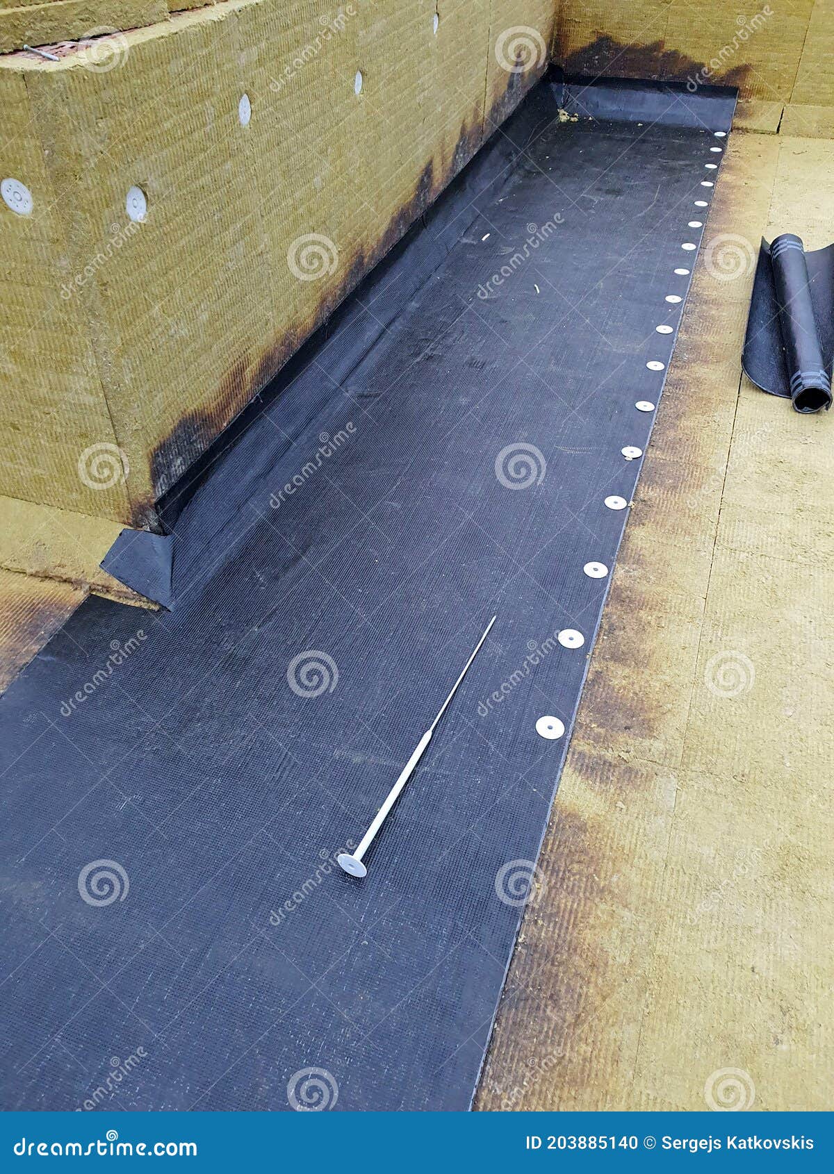 Stone Wool Insulation and Waterproofing Stock Photo - Image of wall ...