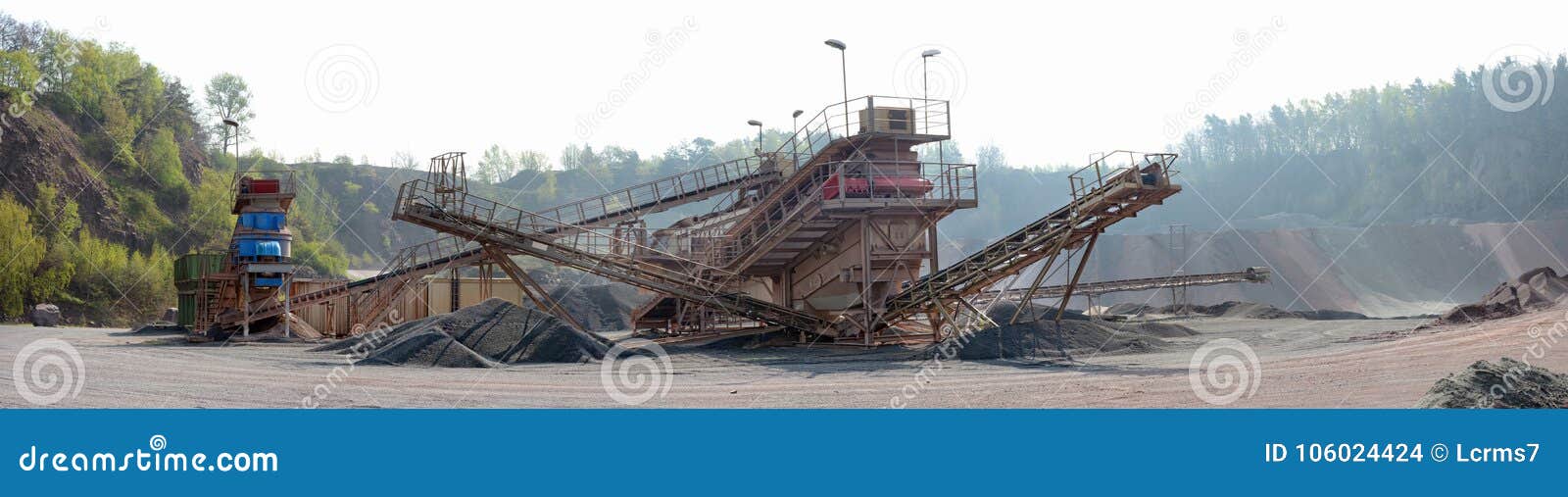 Stonecrusher Machine in an Active Quarry Mine of Porphyry Rocks. Stock ...
