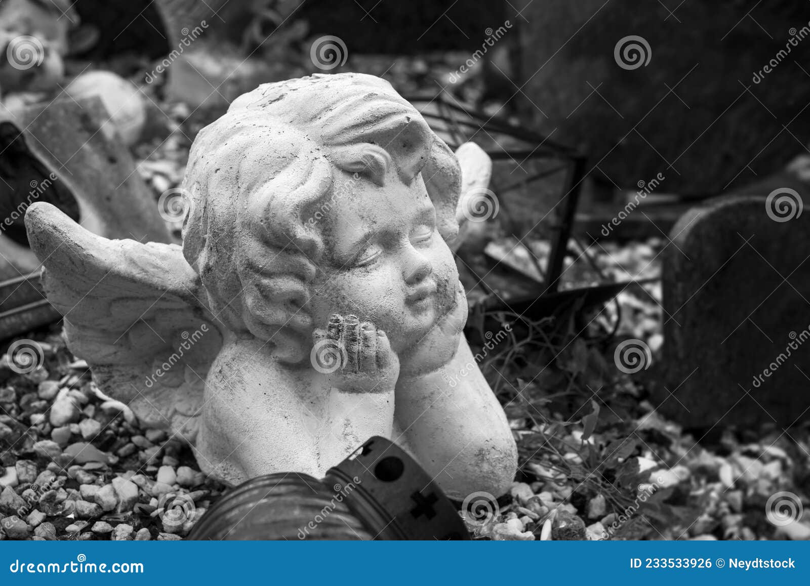 Stoned Angel Sleeping on Tomb at the Cemetery Stock Photo - Image of ...