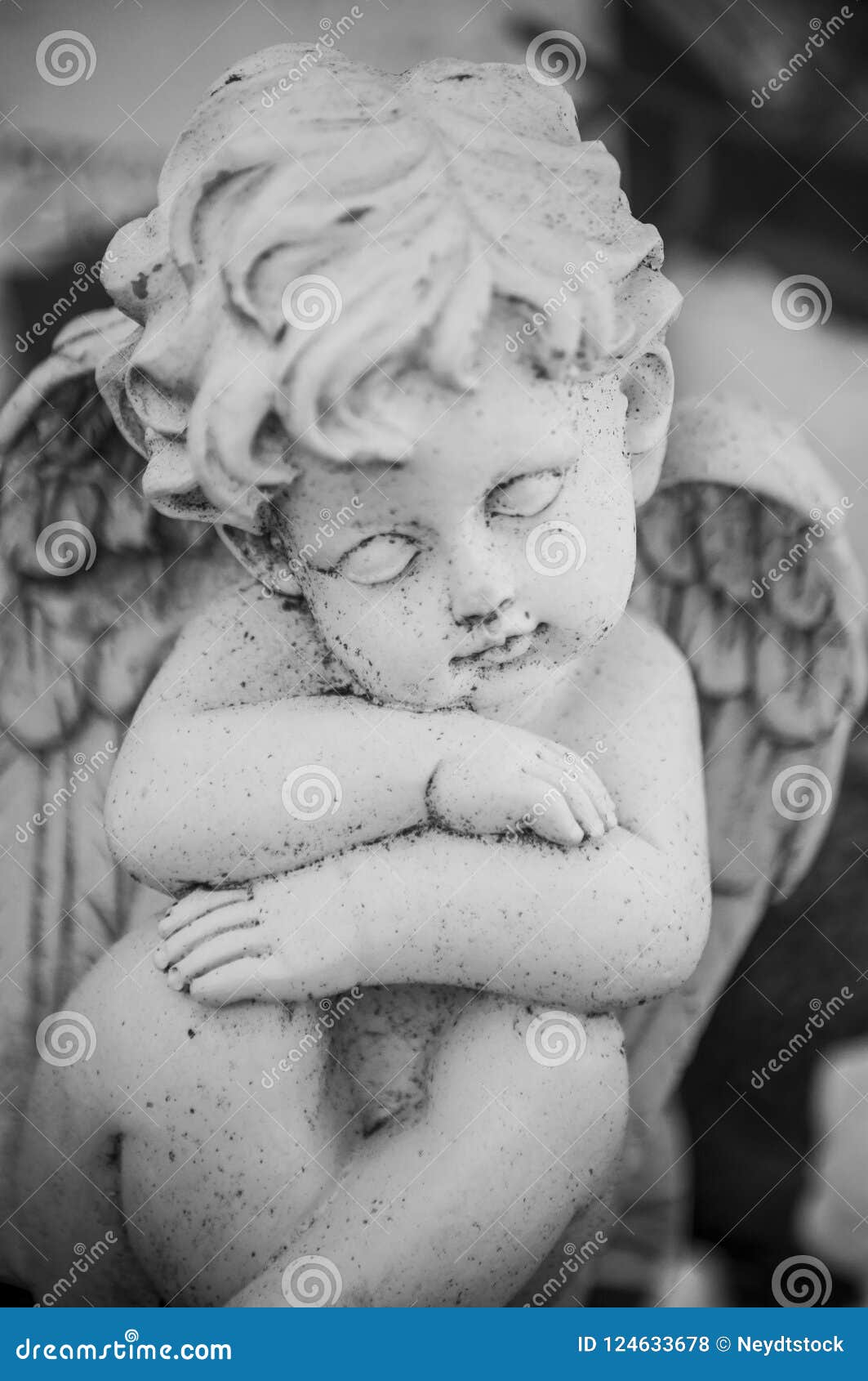 Stoned Angel On Tomb In Cemetery Stock Image | CartoonDealer.com #113521567