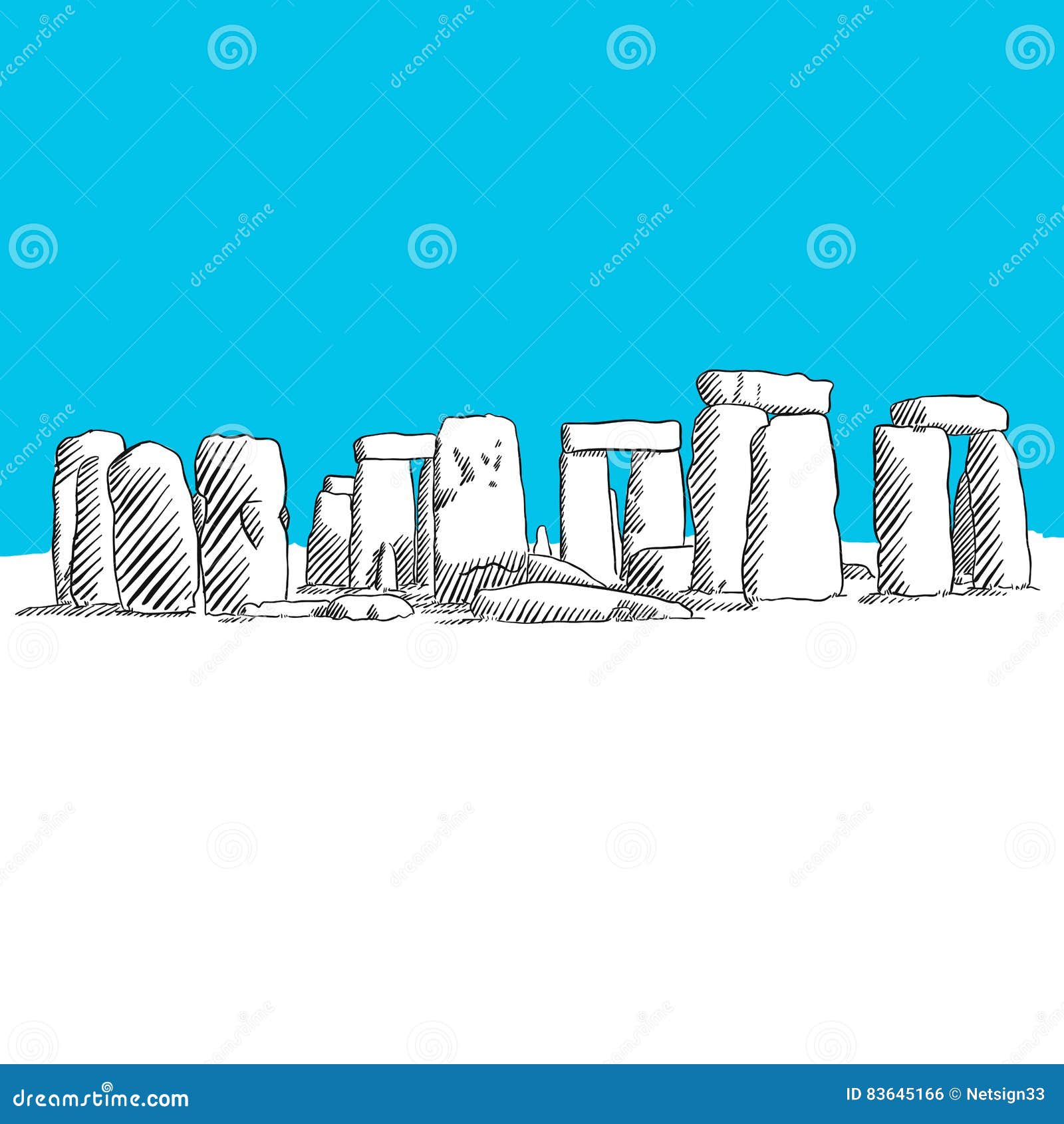 Stonehenge Drawing, Blue Series Stock Vector - Illustration of ...