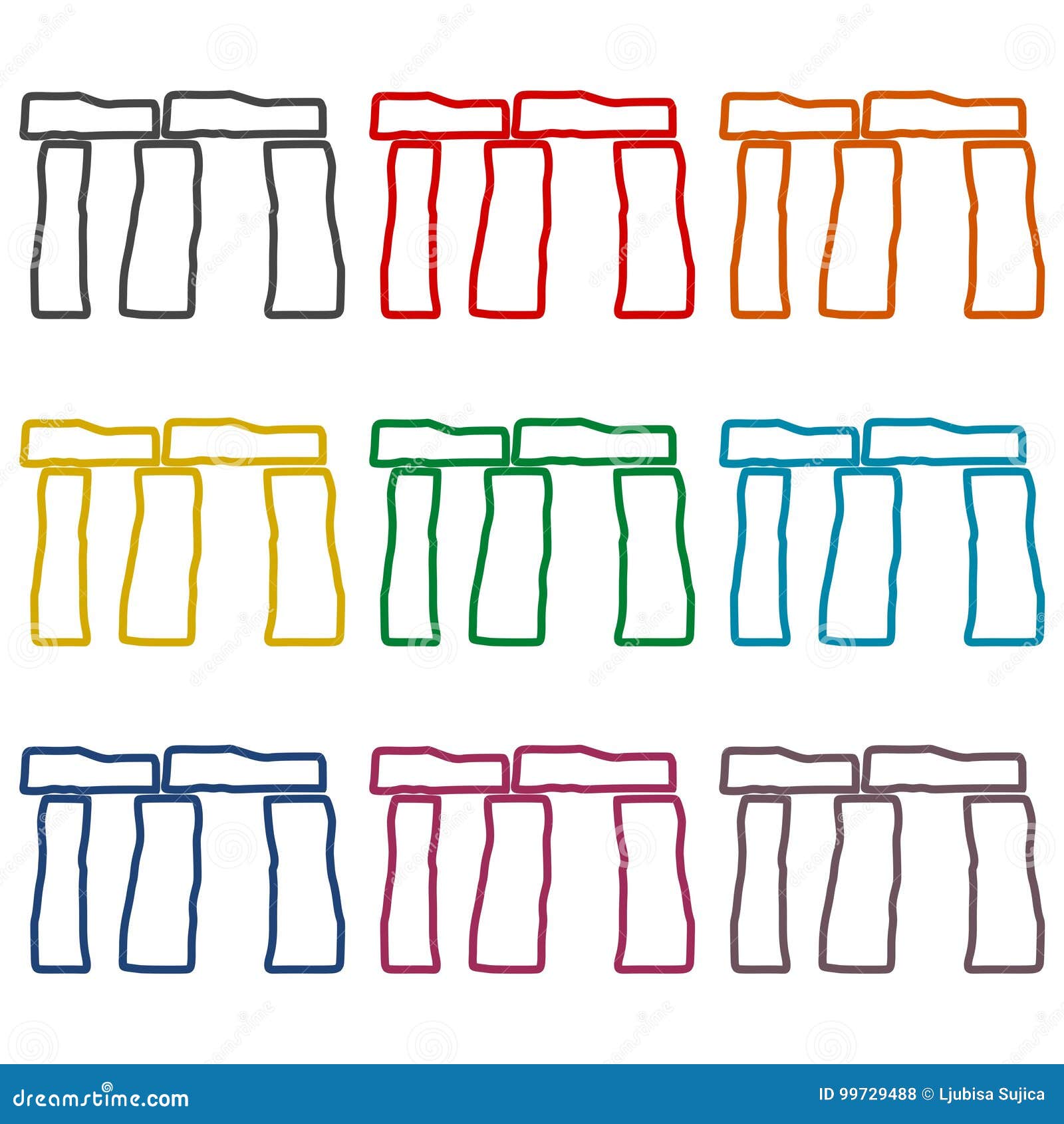 Stonehenge Icons set stock vector. Illustration of britain - 99729488