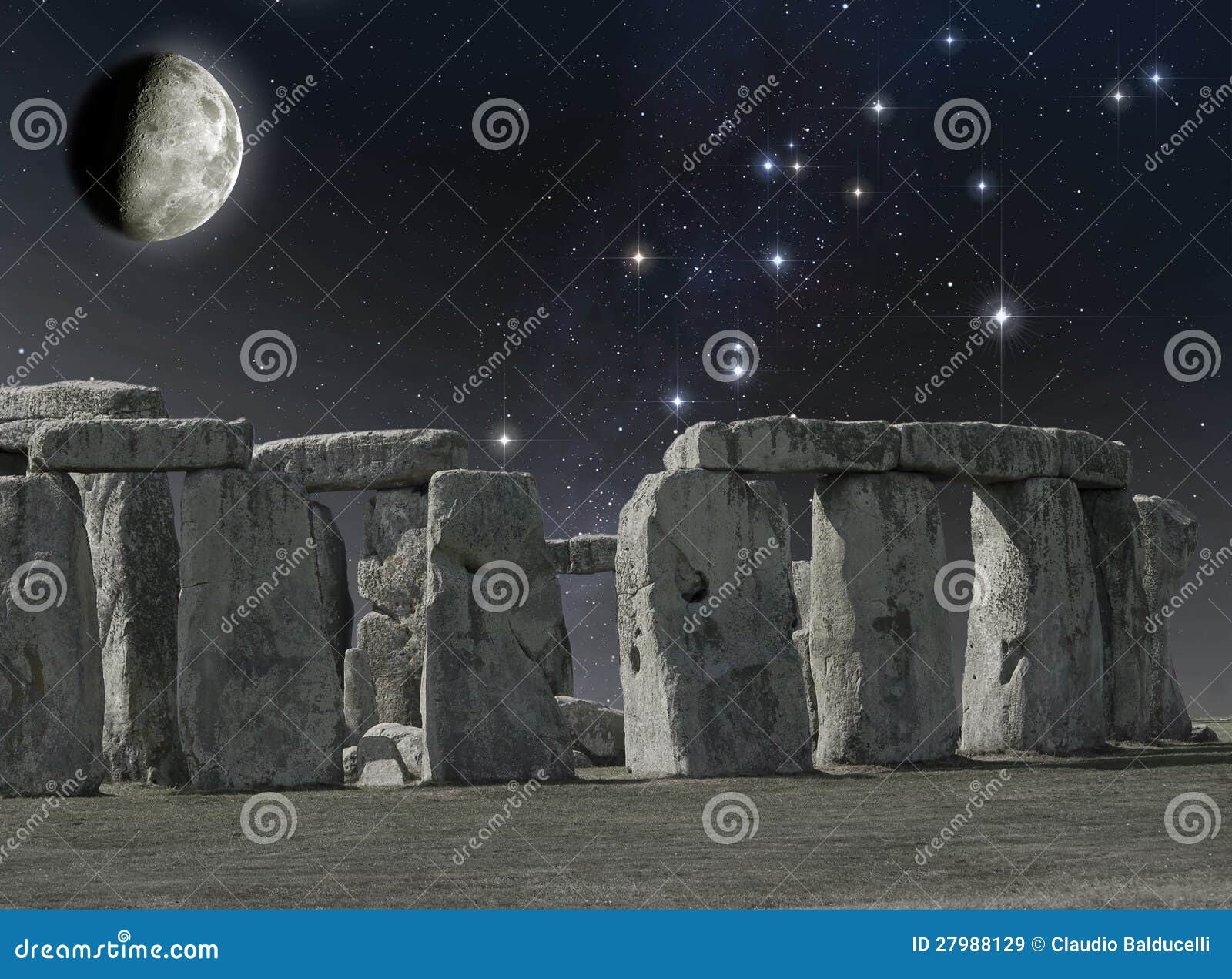 Stonehenge Monument in the Moonlight Stock Image - Image of mysterious ...