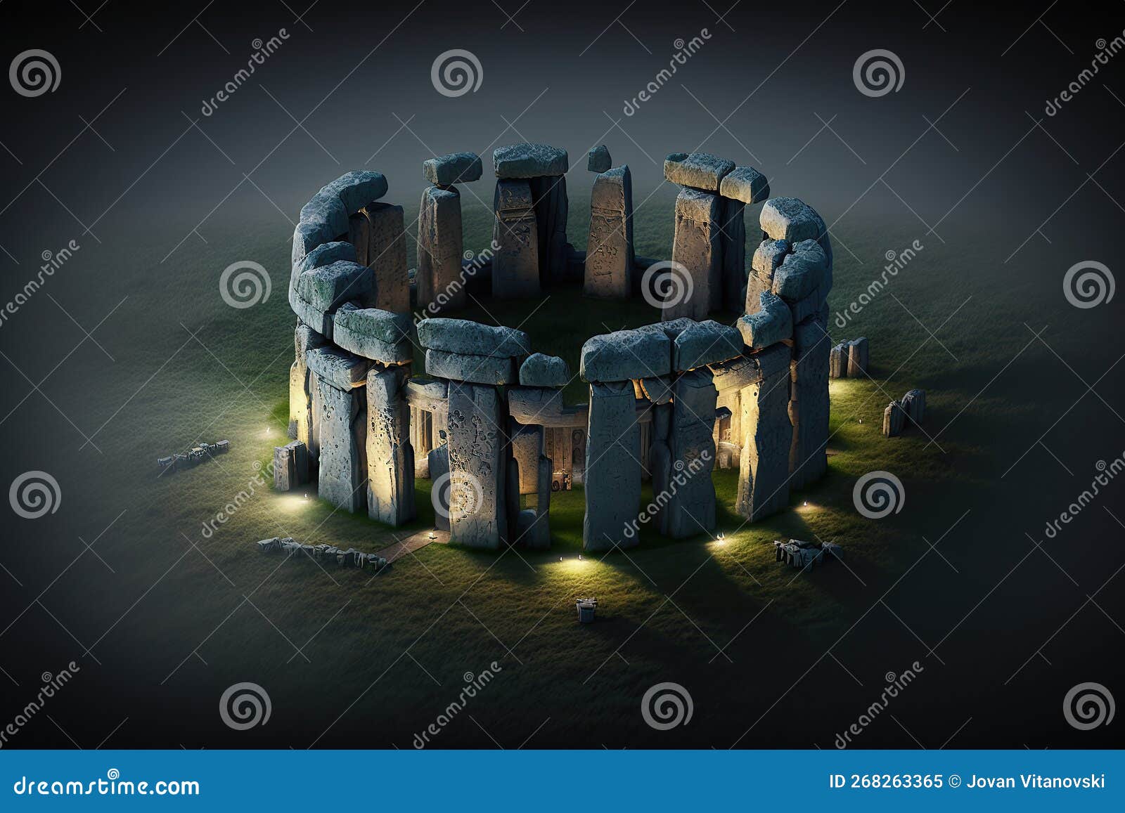 Stonehenge by Night with Dramatic Lighting - Created by Generative AI ...