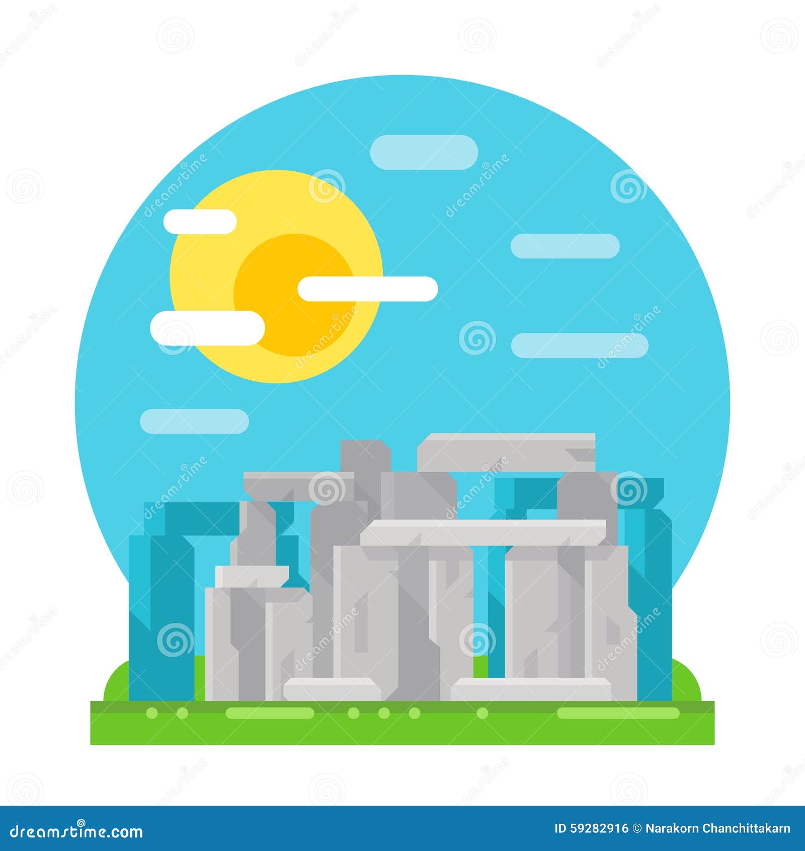 Stonehenge Site Flat Design Landmark Stock Vector - Illustration of ...