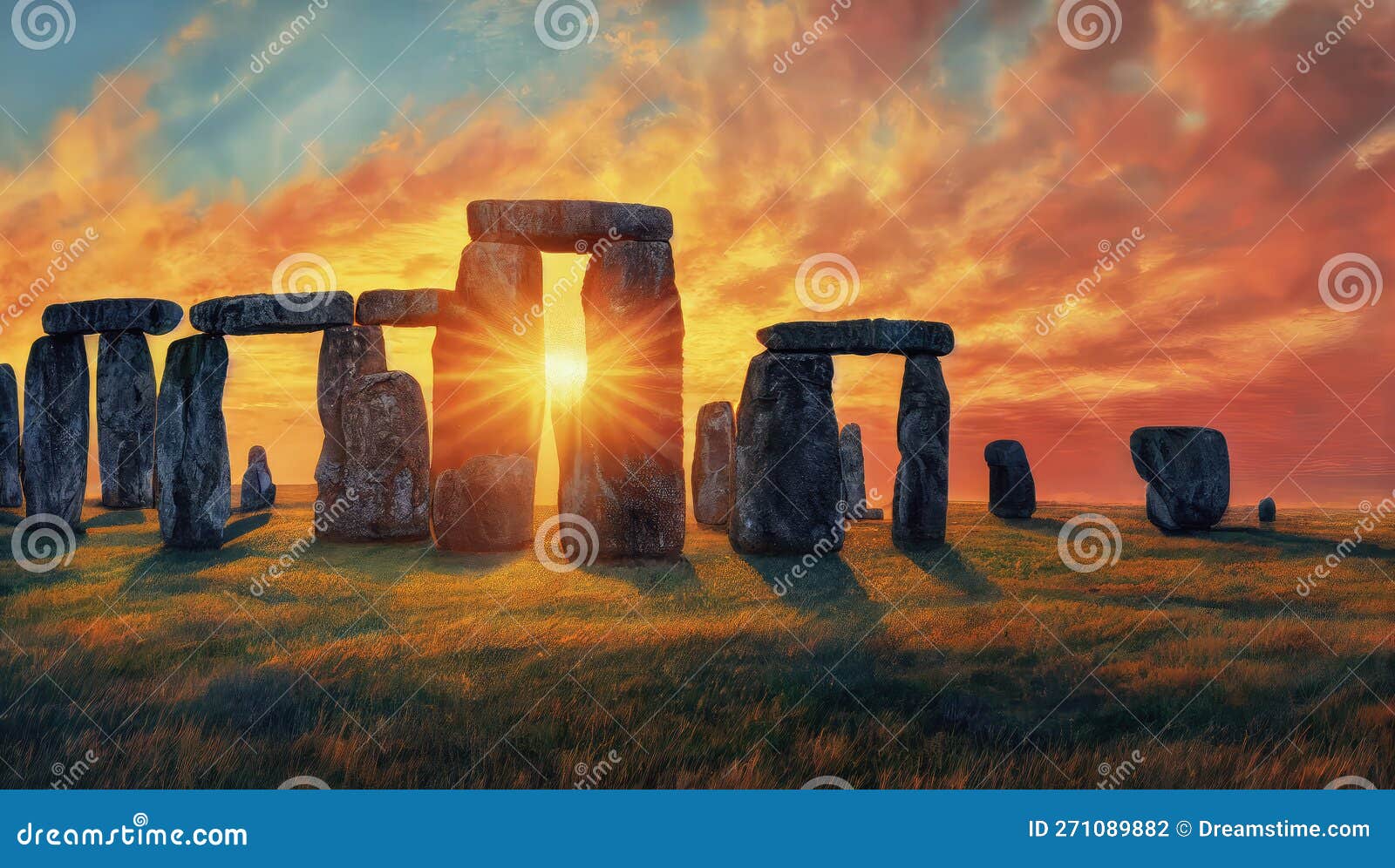 Stonehenge at Sunrise. Digital Art. Stock Illustration - Illustration ...