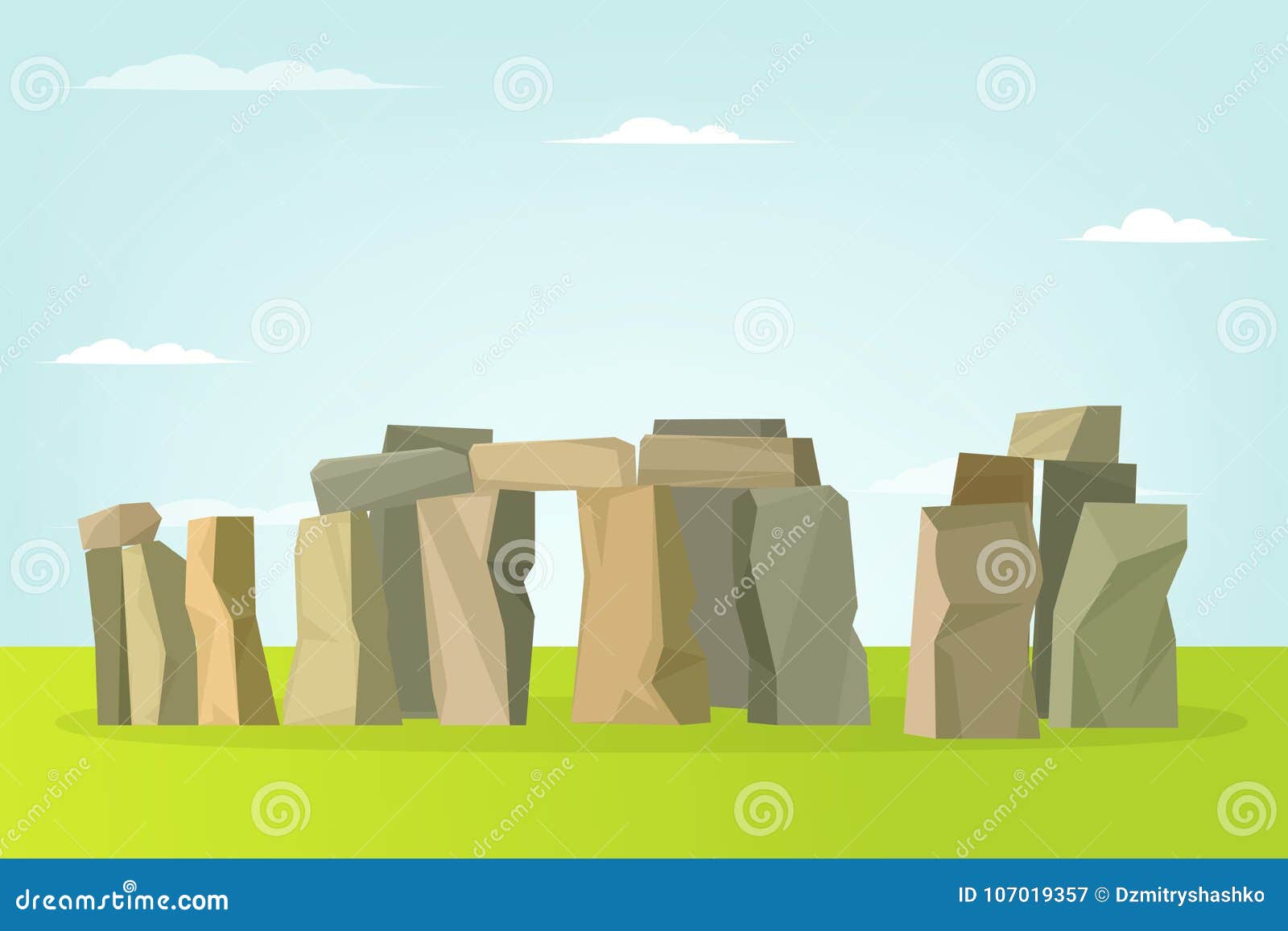 Stonehenge Vector Landscape Stock Vector - Illustration of landmark ...