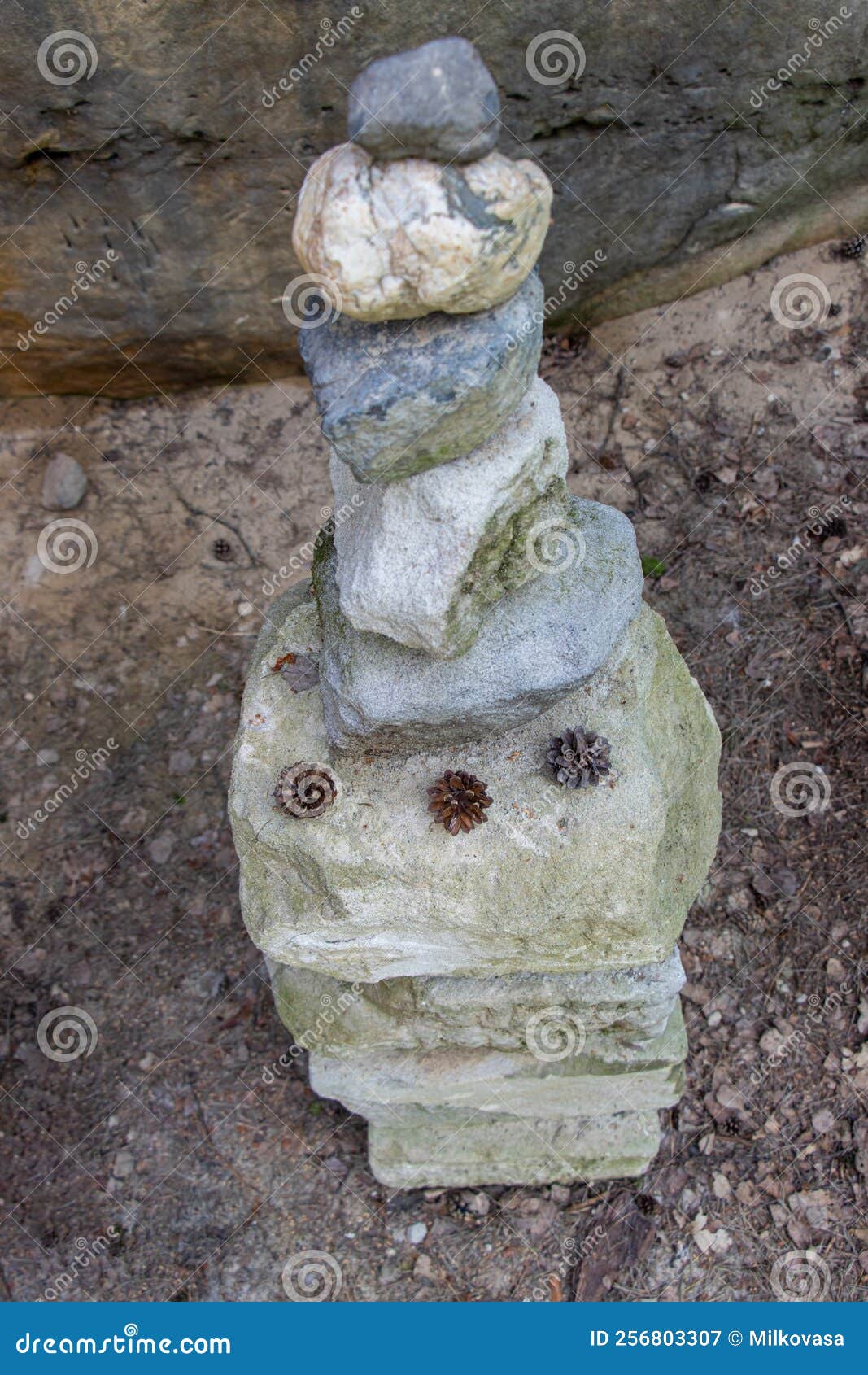 Stones Arranged in a Tower in Nature with Rocks Stock Image - Image of ...