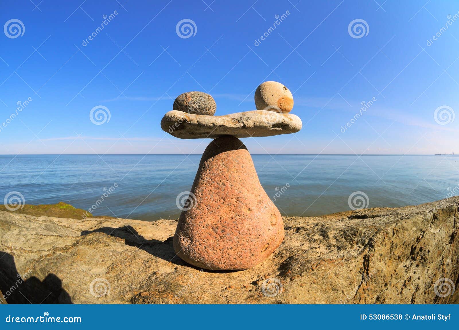 Stones in Balance on the Boulder Stock Photo - Image of ocean, coast ...