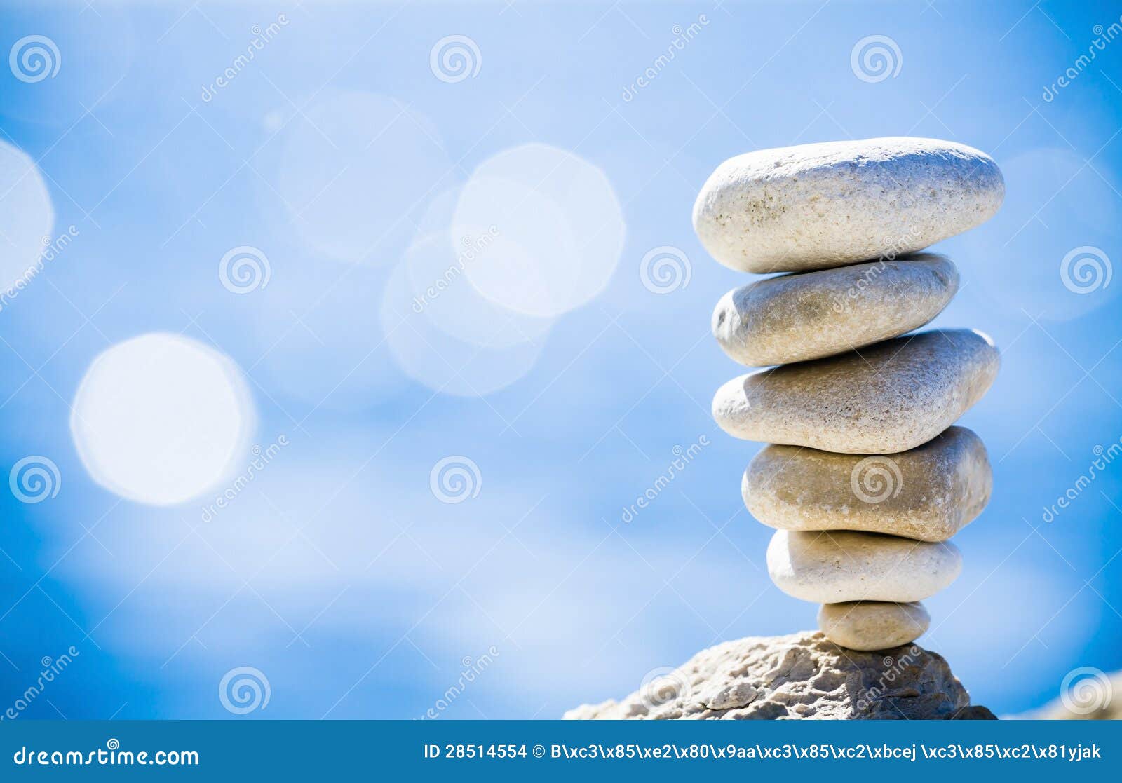 Stones Balance, Pebbles Stack Over Blue Sea in Croatia. Stock Photo ...