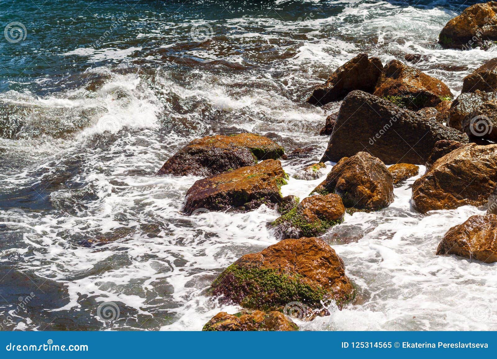 Stones on the Beach about Which the Waves are Beating Stock Image ...