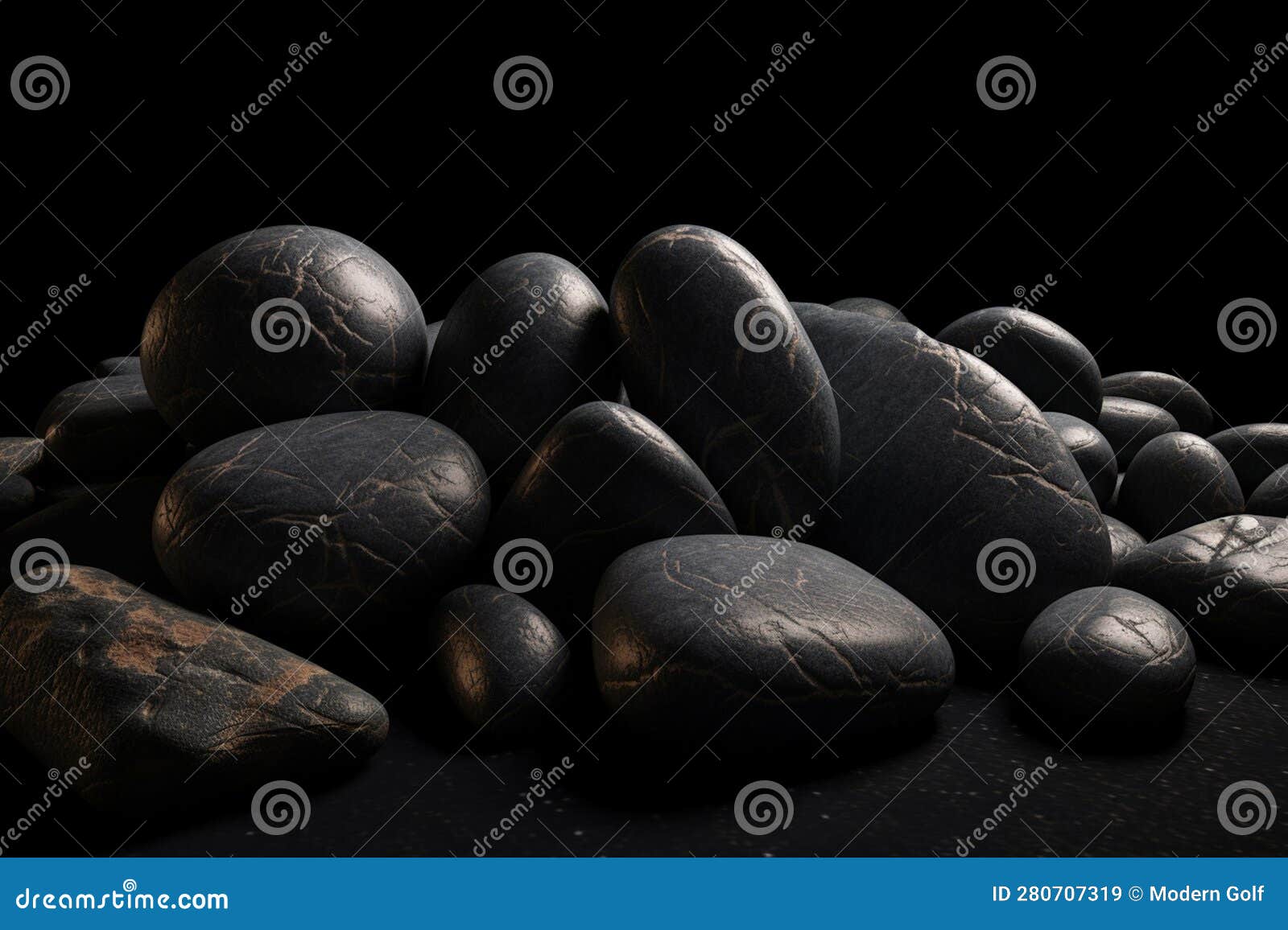 Stones on Black Background . Stock Image - Image of shelf, stage: 280707319
