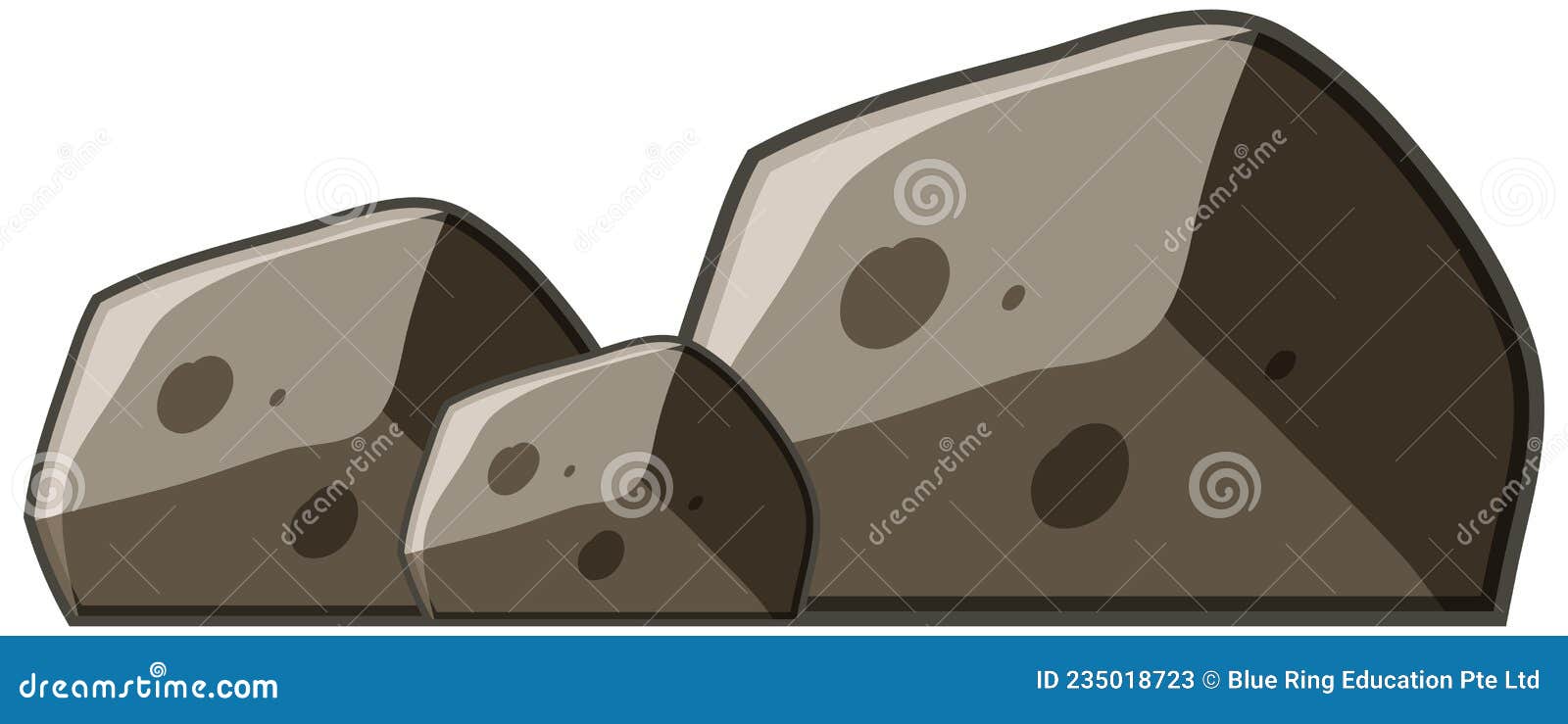 Stones in Cartoon Style on White Background Stock Vector - Illustration ...