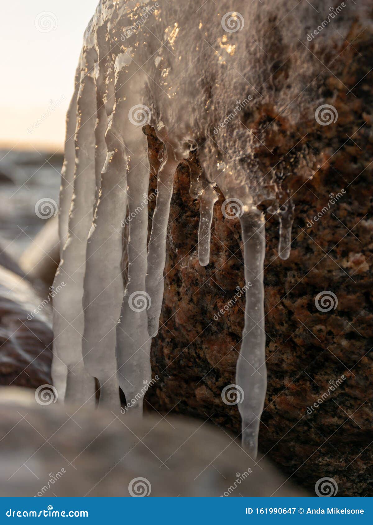Stones Covered with Icicles, Blurry Image Stock Image - Image of stones ...