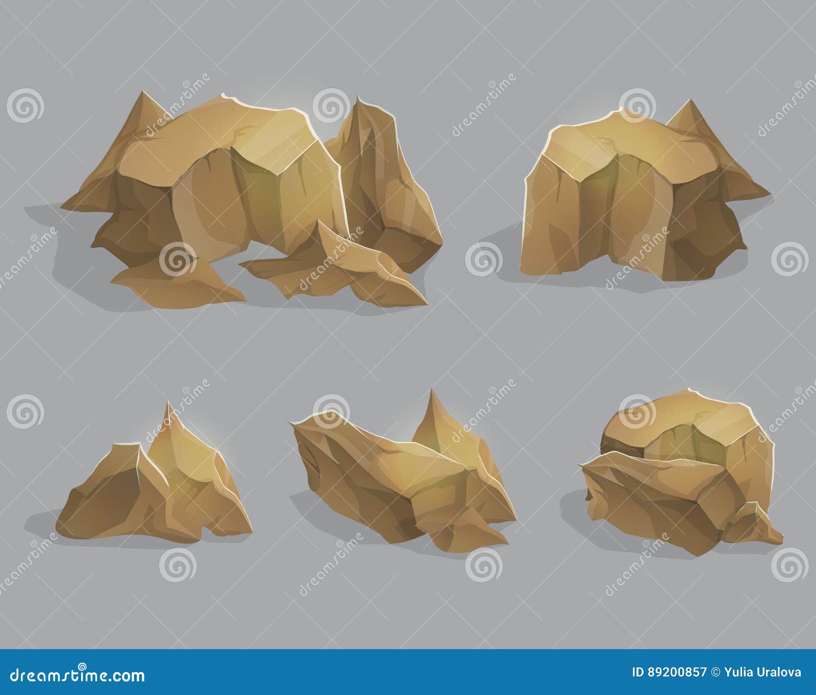 Stones, Cracked Rocks, Mountain Elements Stock Vector - Illustration of ...