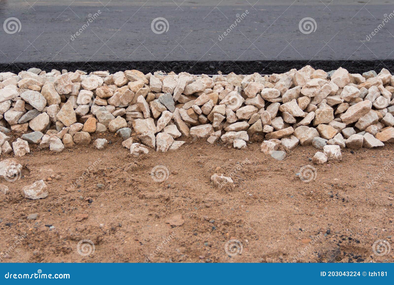Stones on the Edge of the Asphalt Road the Border of the Asphalt Road ...