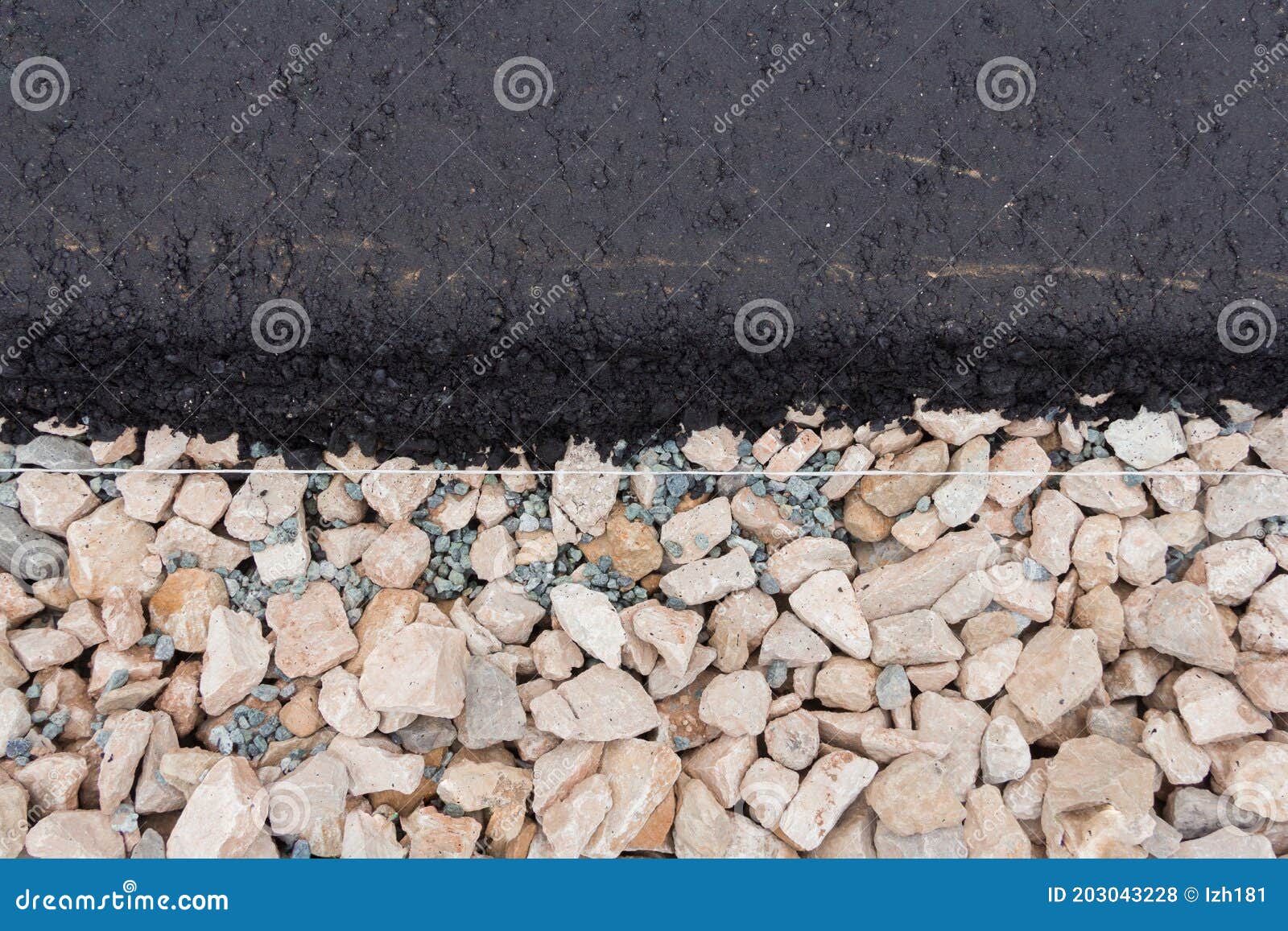 Stones on the Edge of the Asphalt Road the Border of the Asphalt Road ...