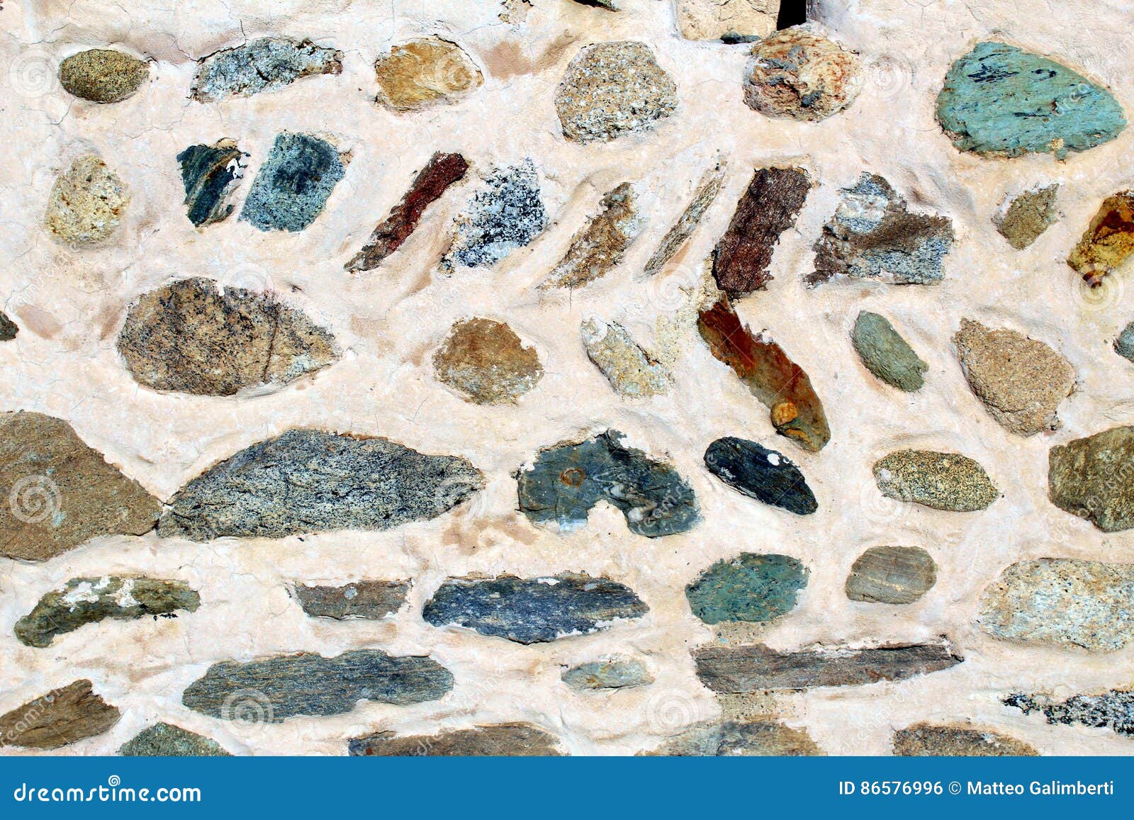 Stones Embedded in a Mortar Wall Stock Photo - Image of cement ...