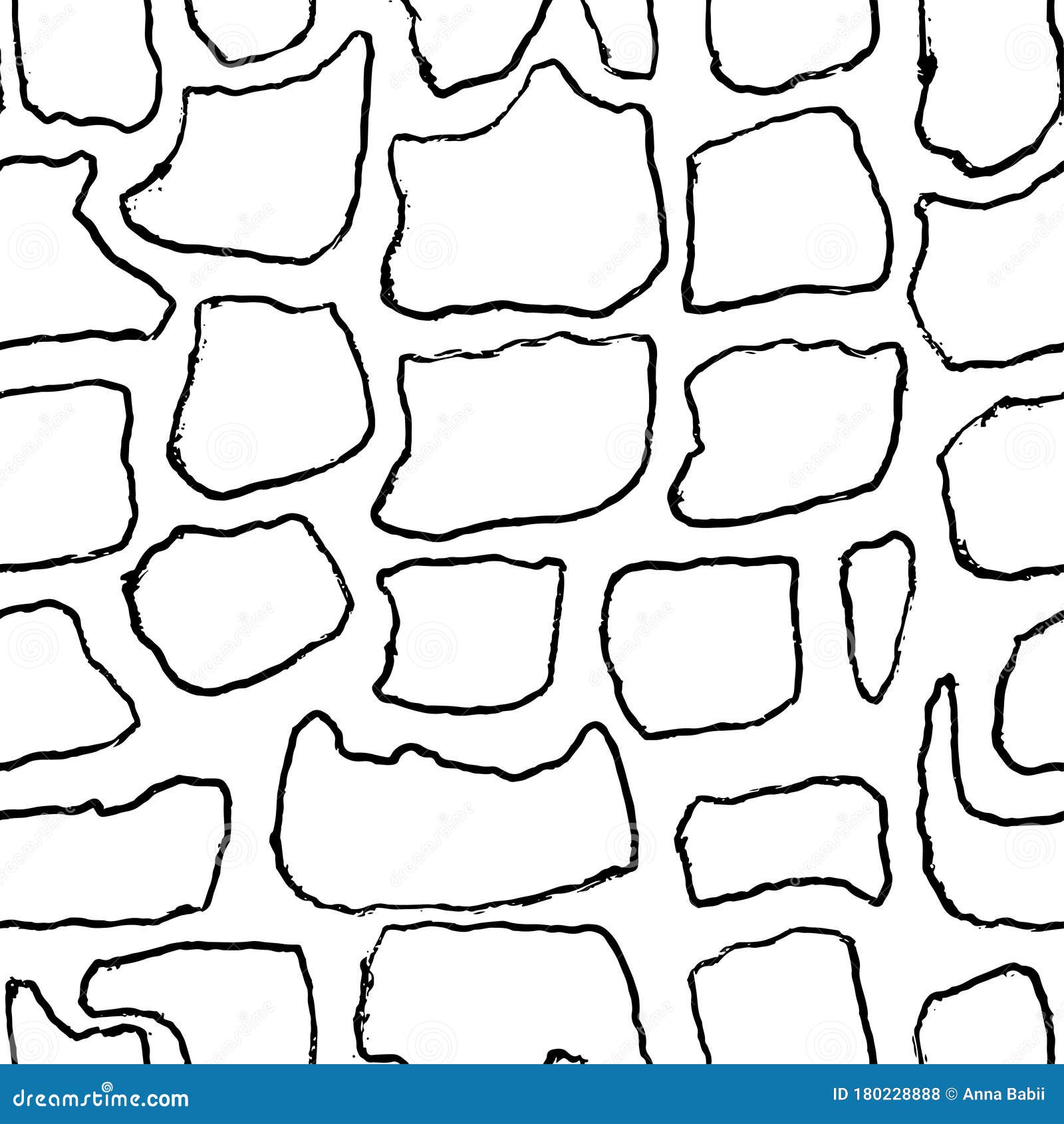 Stones Handdrawn Seamless Black and White Pattern. Vector Illustration ...
