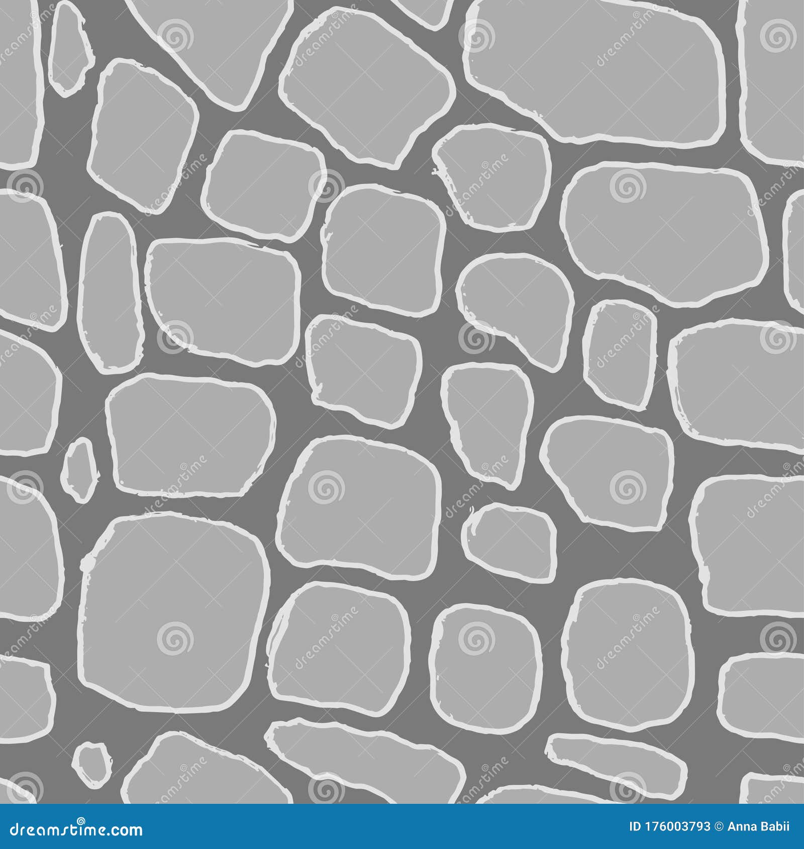 Stones Handdrawn Seamless Gray Pattern. Vector Illustration. Stock ...