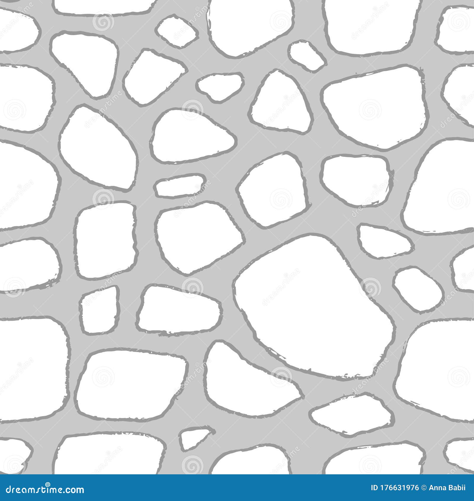 Stones Handdrawn Seamless Gray Pattern. Vector Illustration. Stock ...