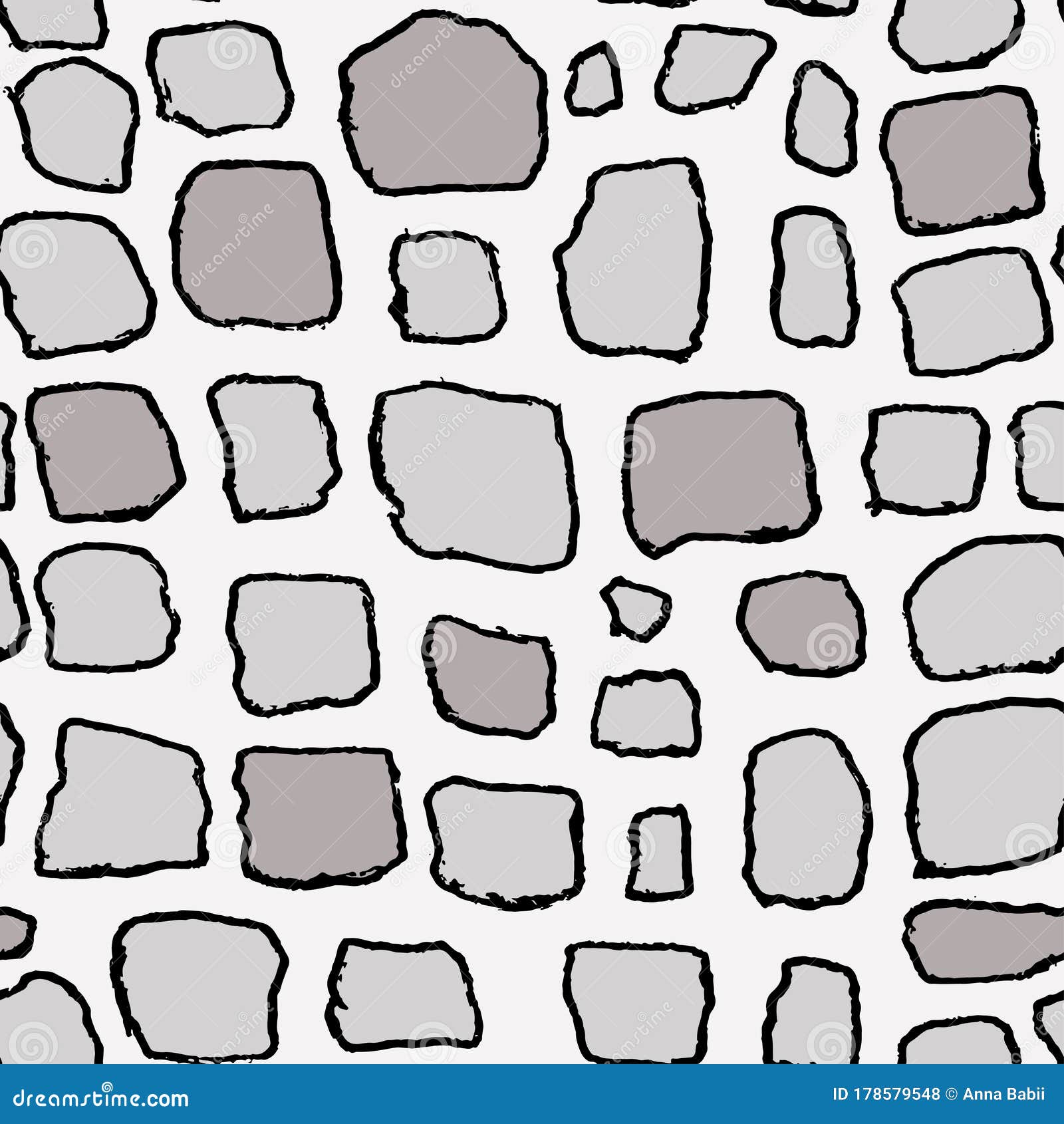 Stones Handdrawn Seamless Gray Pattern. Vector Illustration. Stock ...
