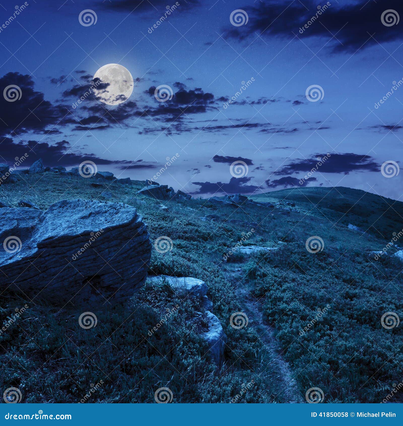 Stones on the Hillside at Night Stock Photo - Image of beautiful, earth ...