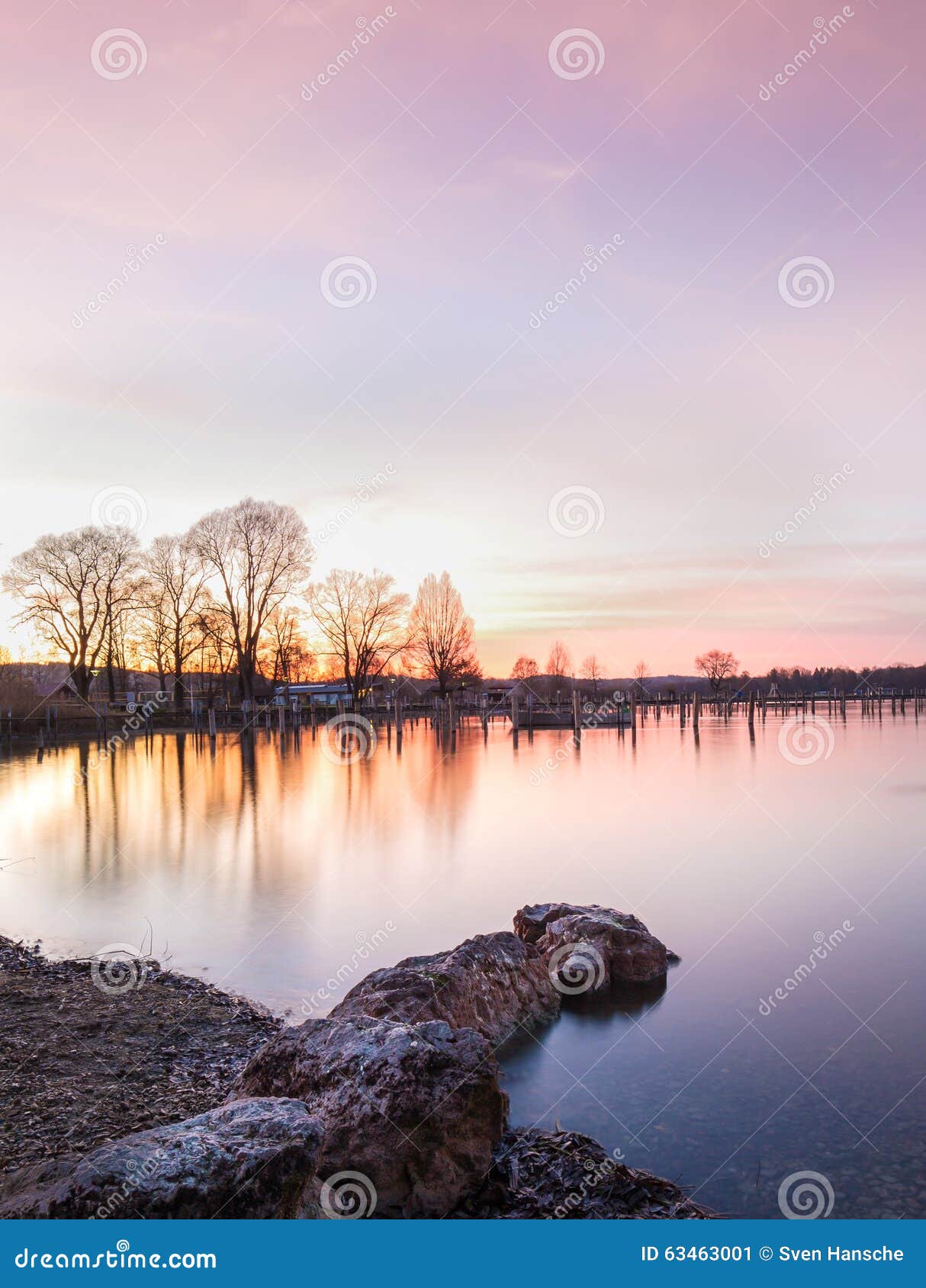 Stones at a Lake during Sunset Stock Image - Image of trees, rest: 63463001
