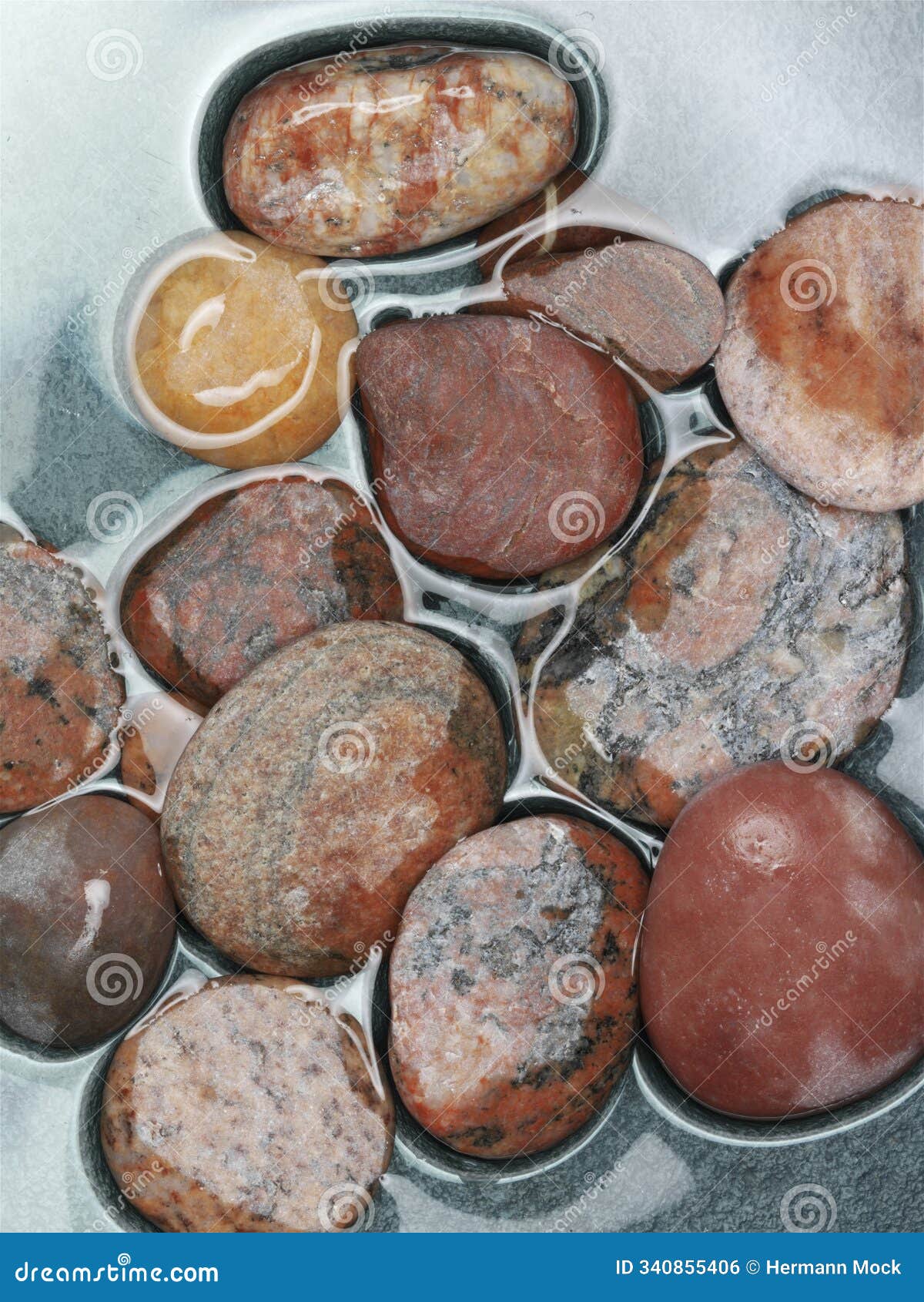 Stones in floating water stock photo. Image of drawing - 340855406