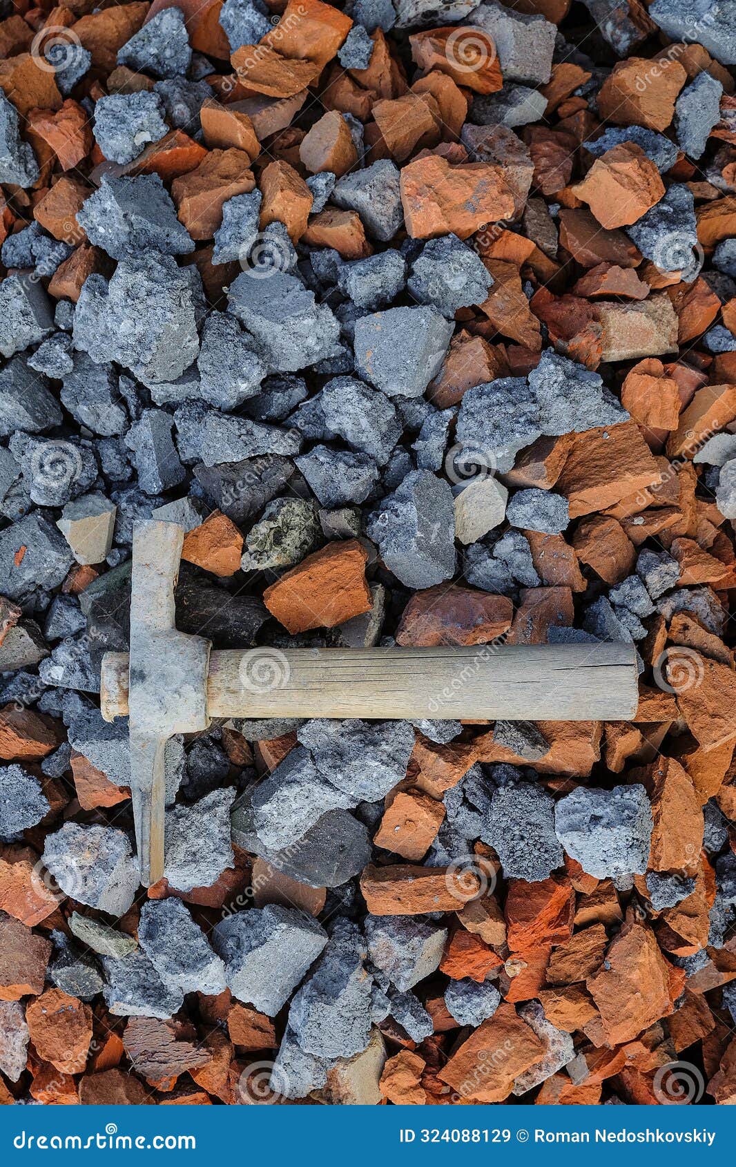 Stones Made from Broken Red Bricks and Concrete Blocks Stock Image ...