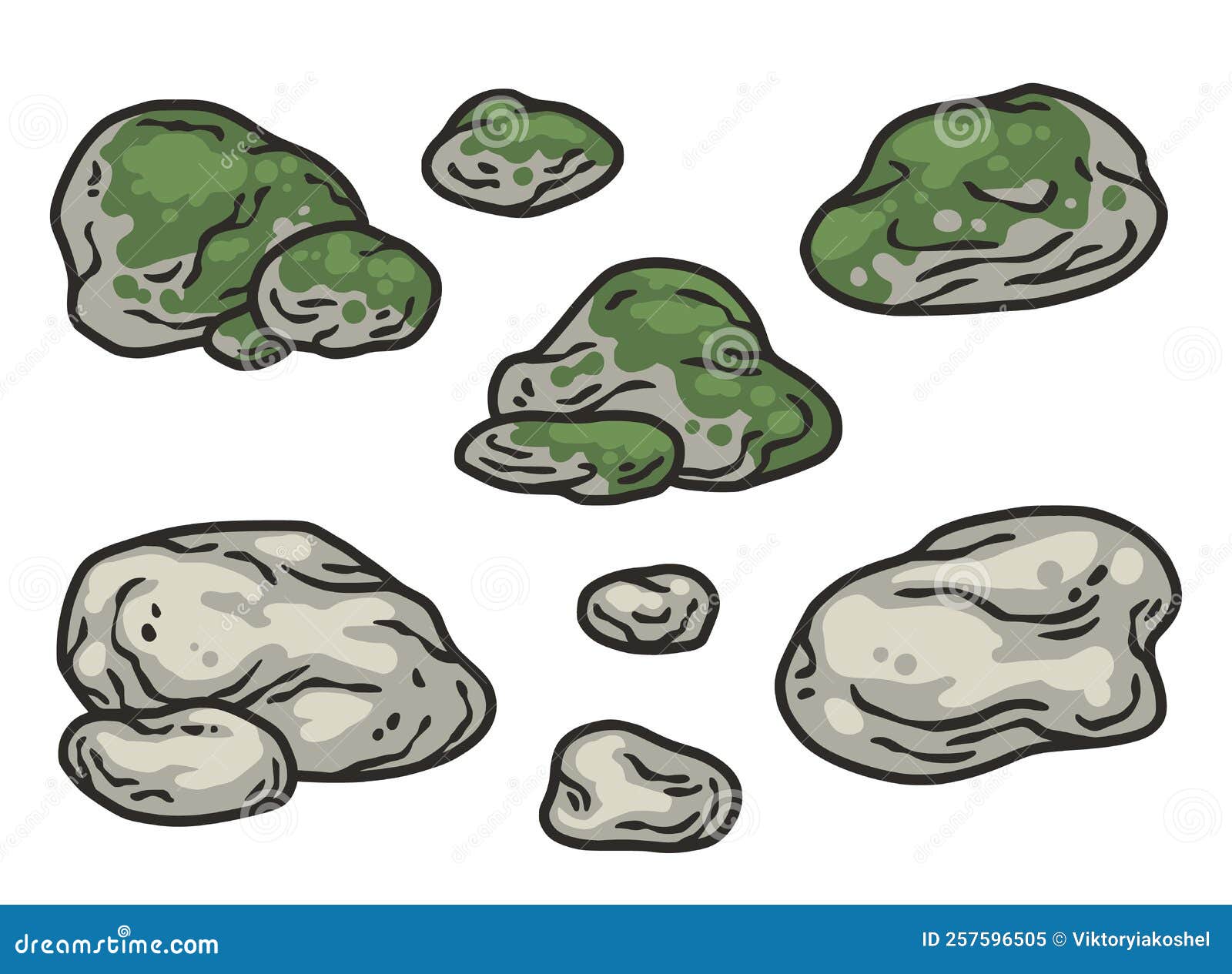 Stones with Moss for Nature Trips in the Forest Stock Vector ...