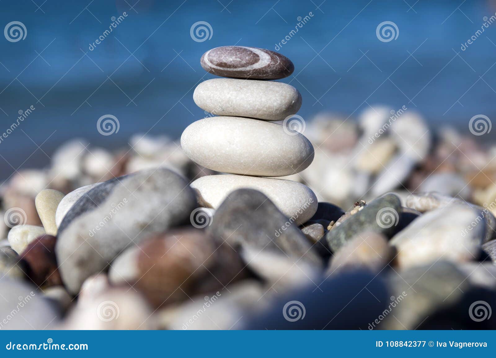 Stones and Pebbles Stack on Seacoast Stock Image - Image of harmony ...
