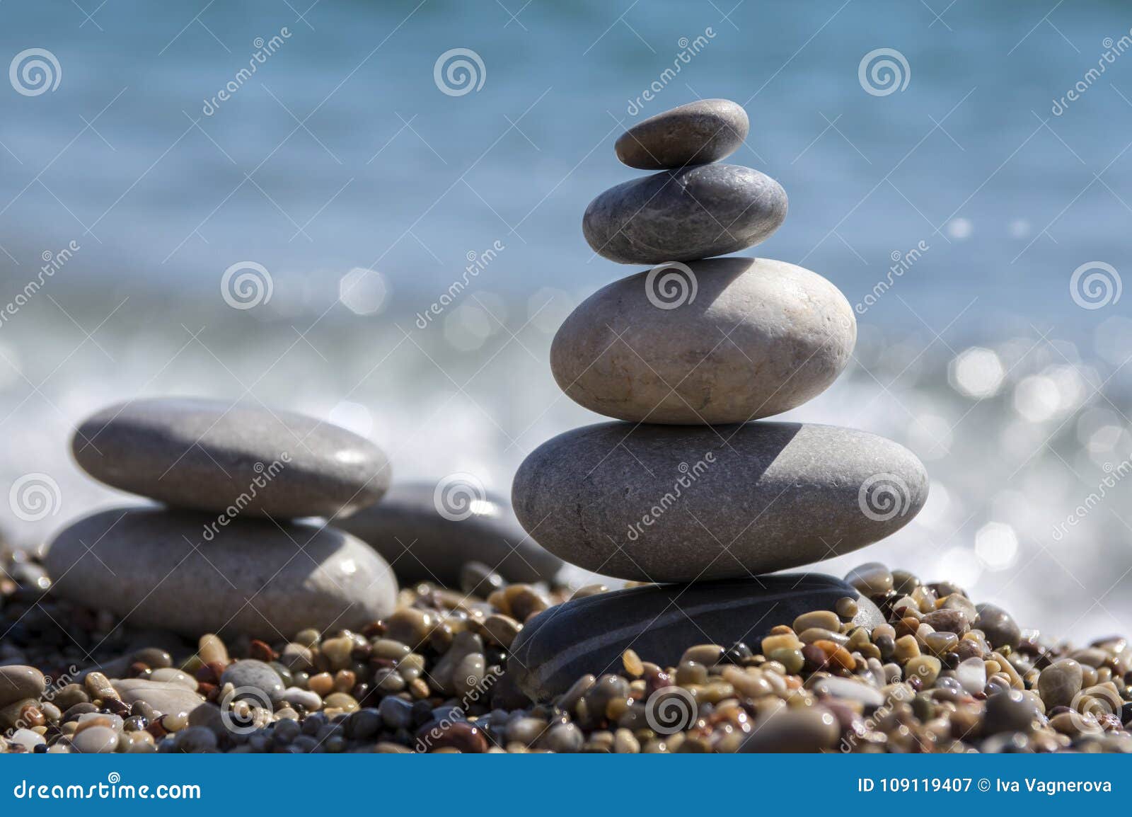 Stones and Pebbles Stack, Harmony and Balance, Two Stone Cairns on ...