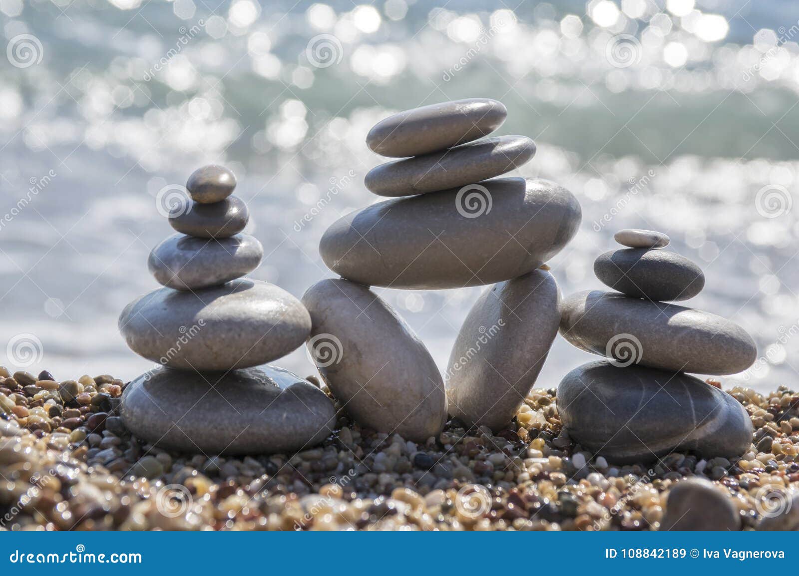 Stones and Pebbles Stack, Pebble Cairn Stock Image - Image of massage ...