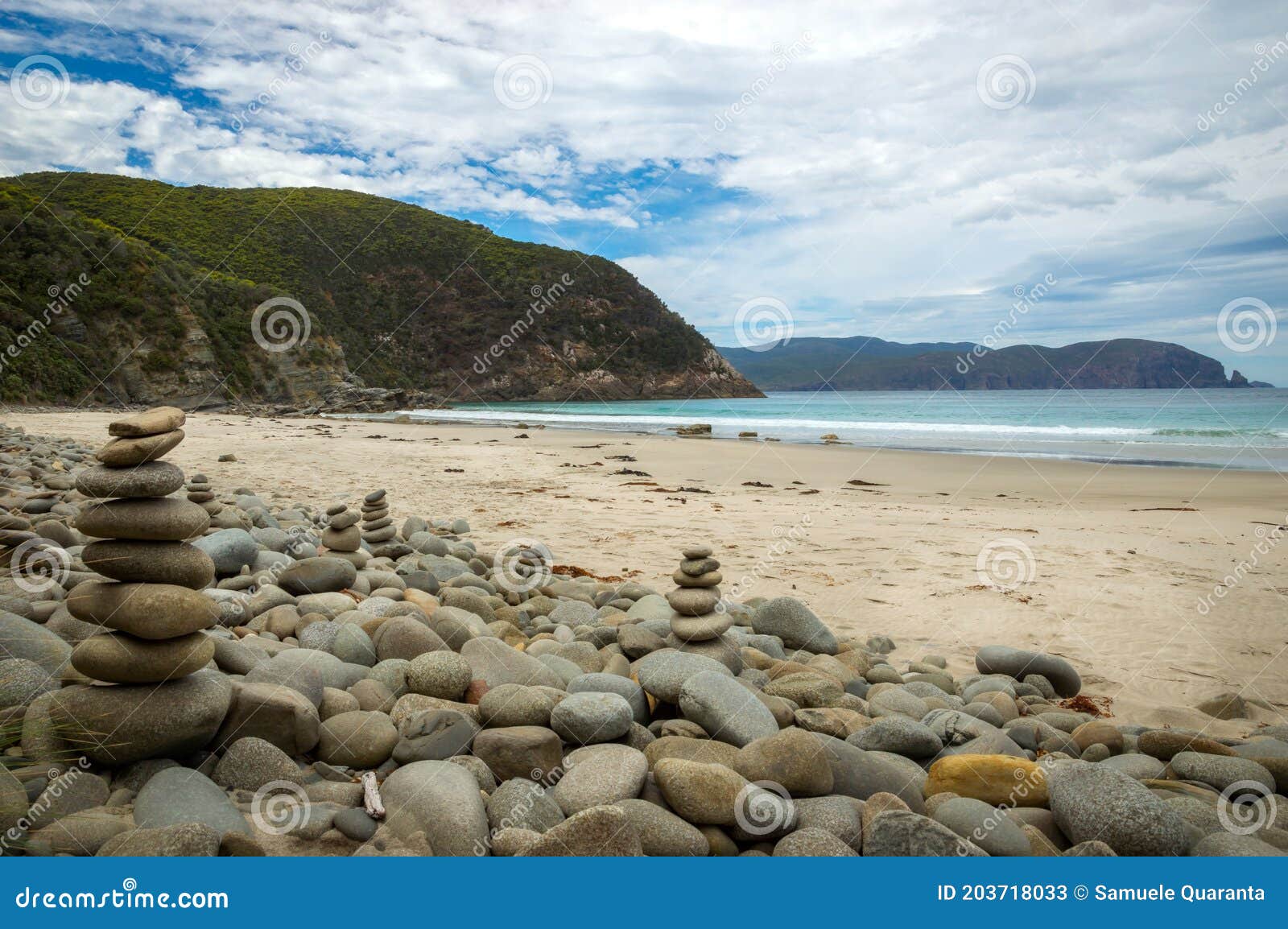 Stones piles on the beach stock image. Image of balance - 203718033