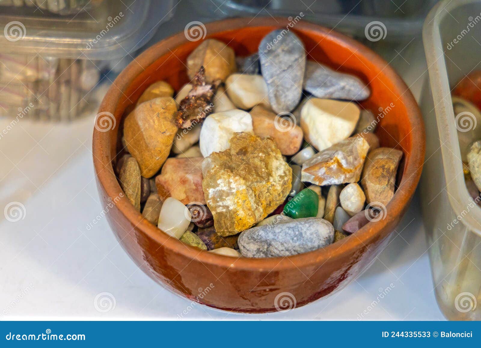 Minerals Samples In Stylish Glass Containers Royalty-Free Stock ...
