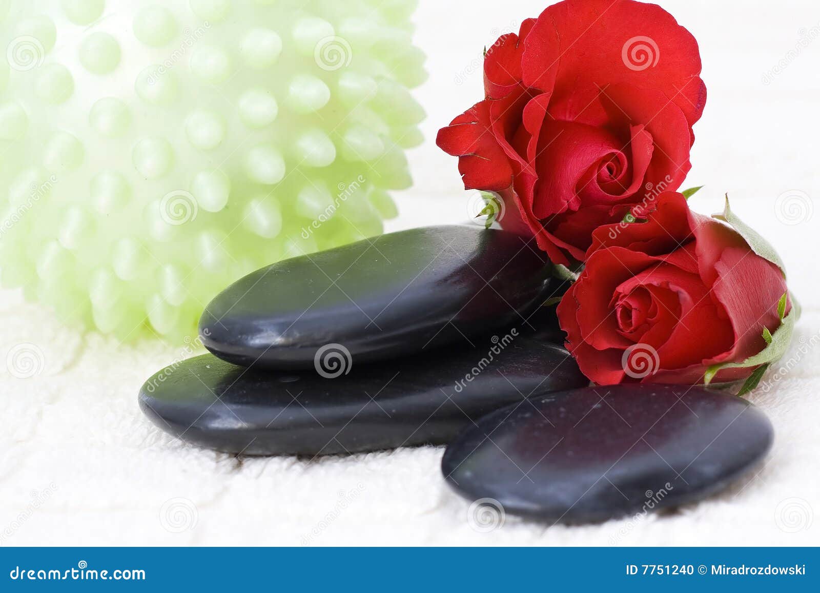 Stones, Rose and Massage Ball Stock Photo - Image of green, black: 7751240