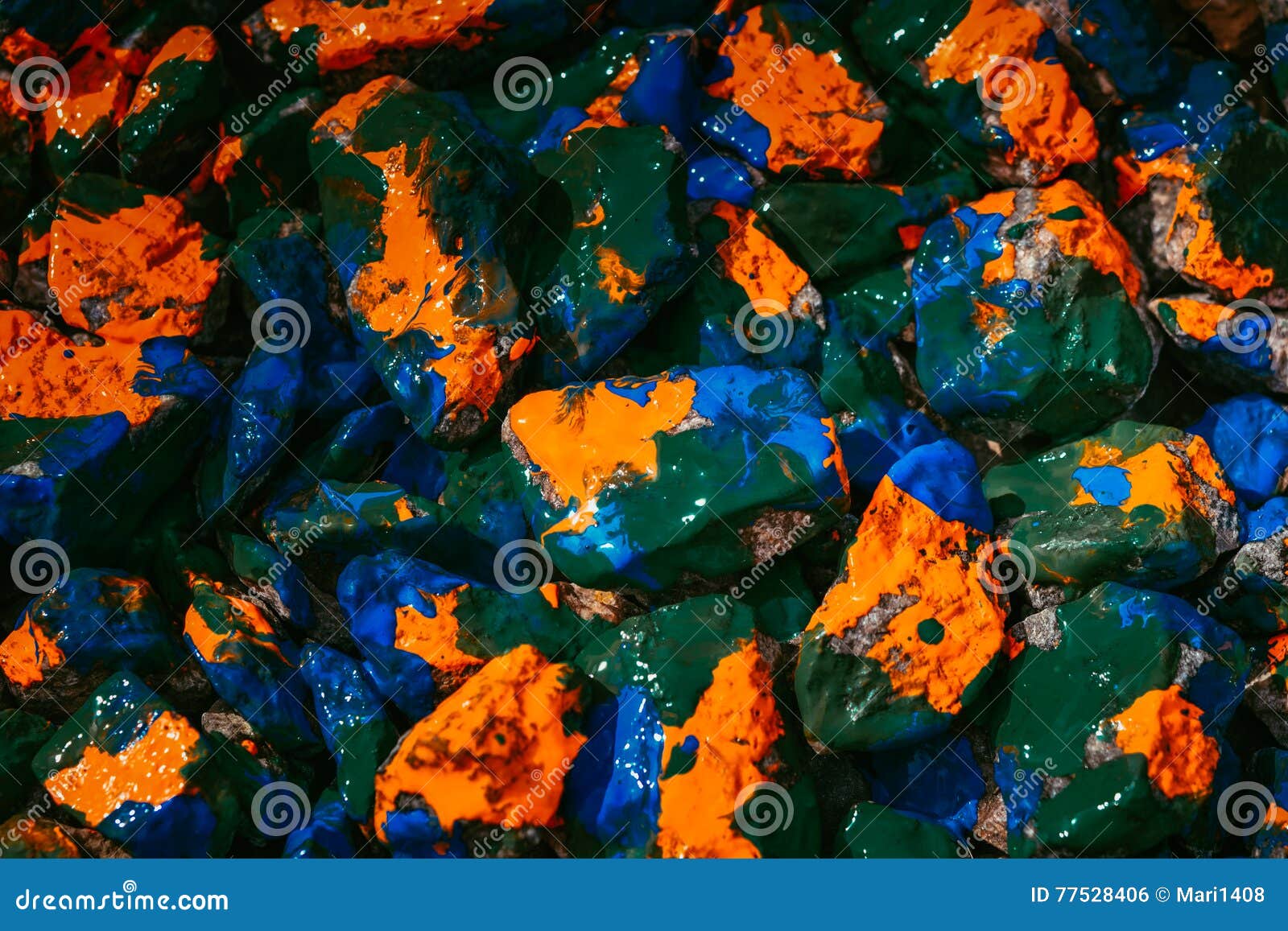 Stones Rubble Closeup Painted Color Ink Stock Photo - Image of orange ...