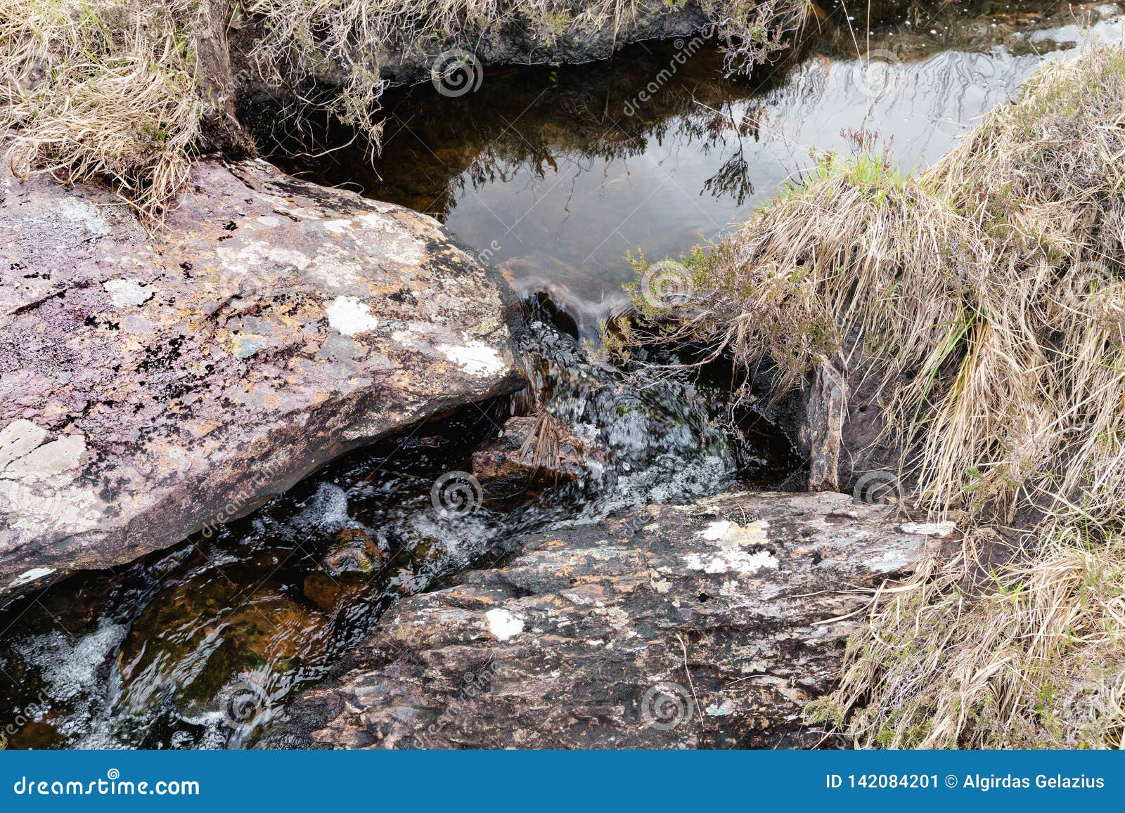Stones in Running Water in a Mountain River Stream Stock Image - Image ...