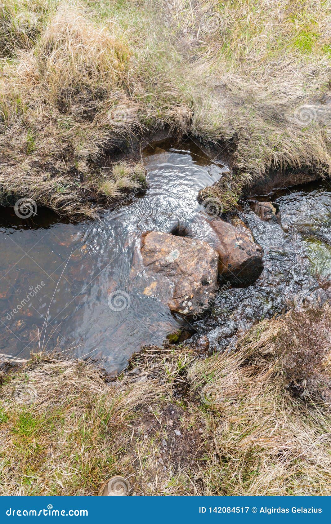 Stones in Running Water in a Mountain River Stream Stock Image - Image ...