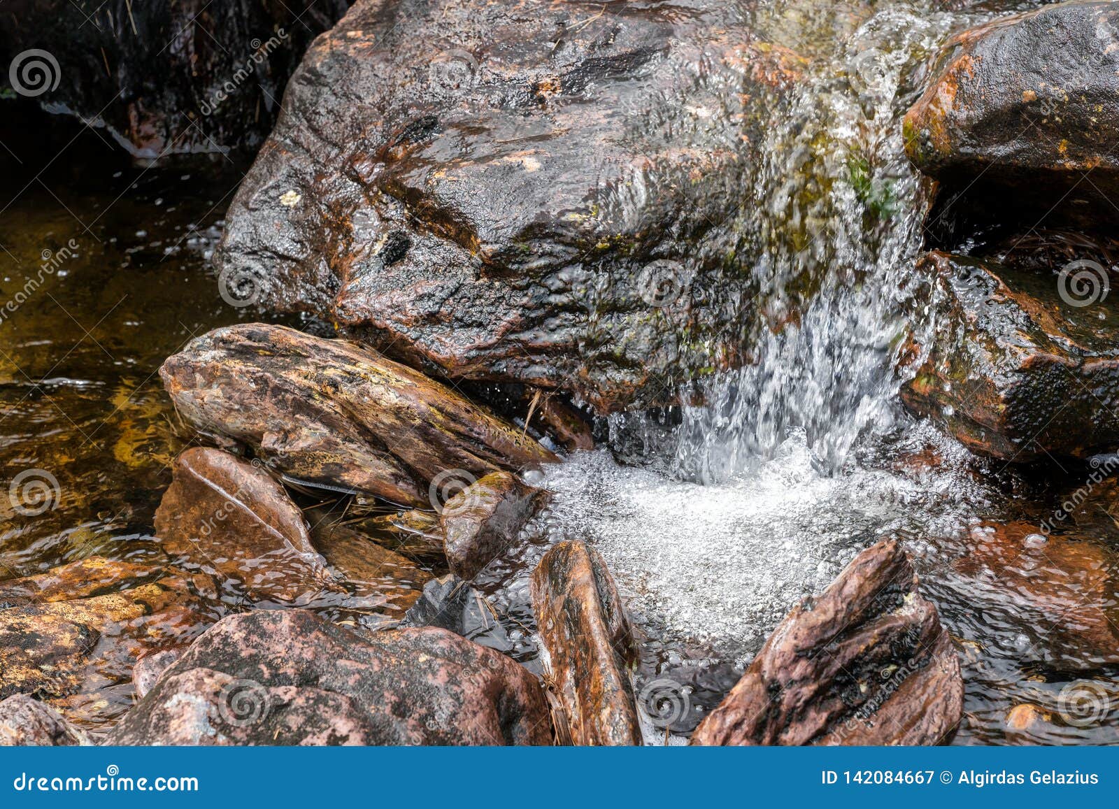 Stones in Running Water in a Mountain River Stream Stock Image - Image ...
