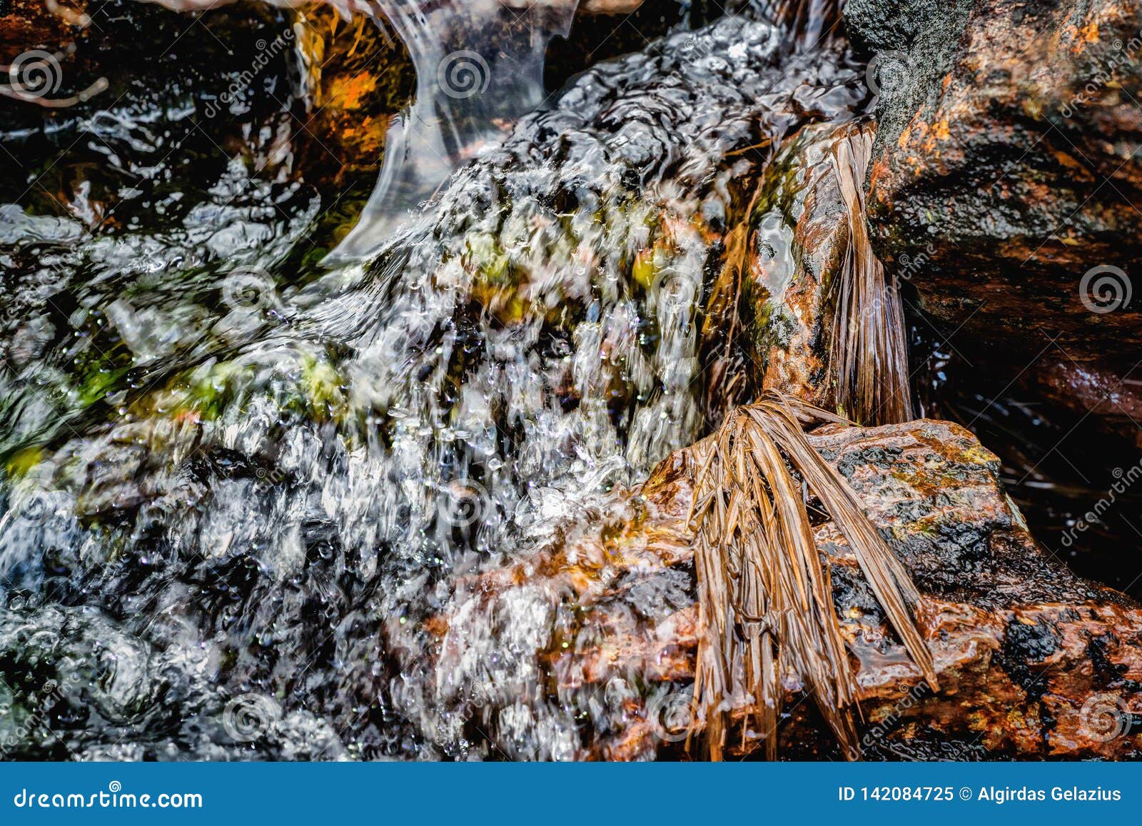 Stones in Running Water in a Mountain River Stream Stock Image - Image ...