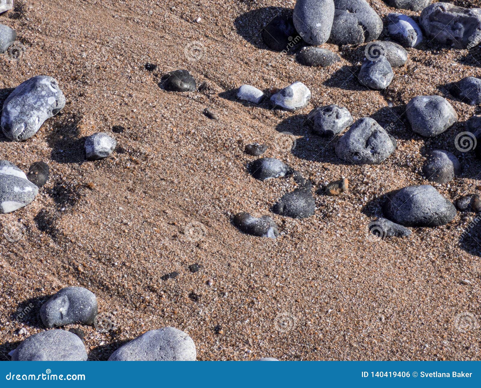 Stones and Sand on the Beach Stock Photo - Image of vacation, beach ...