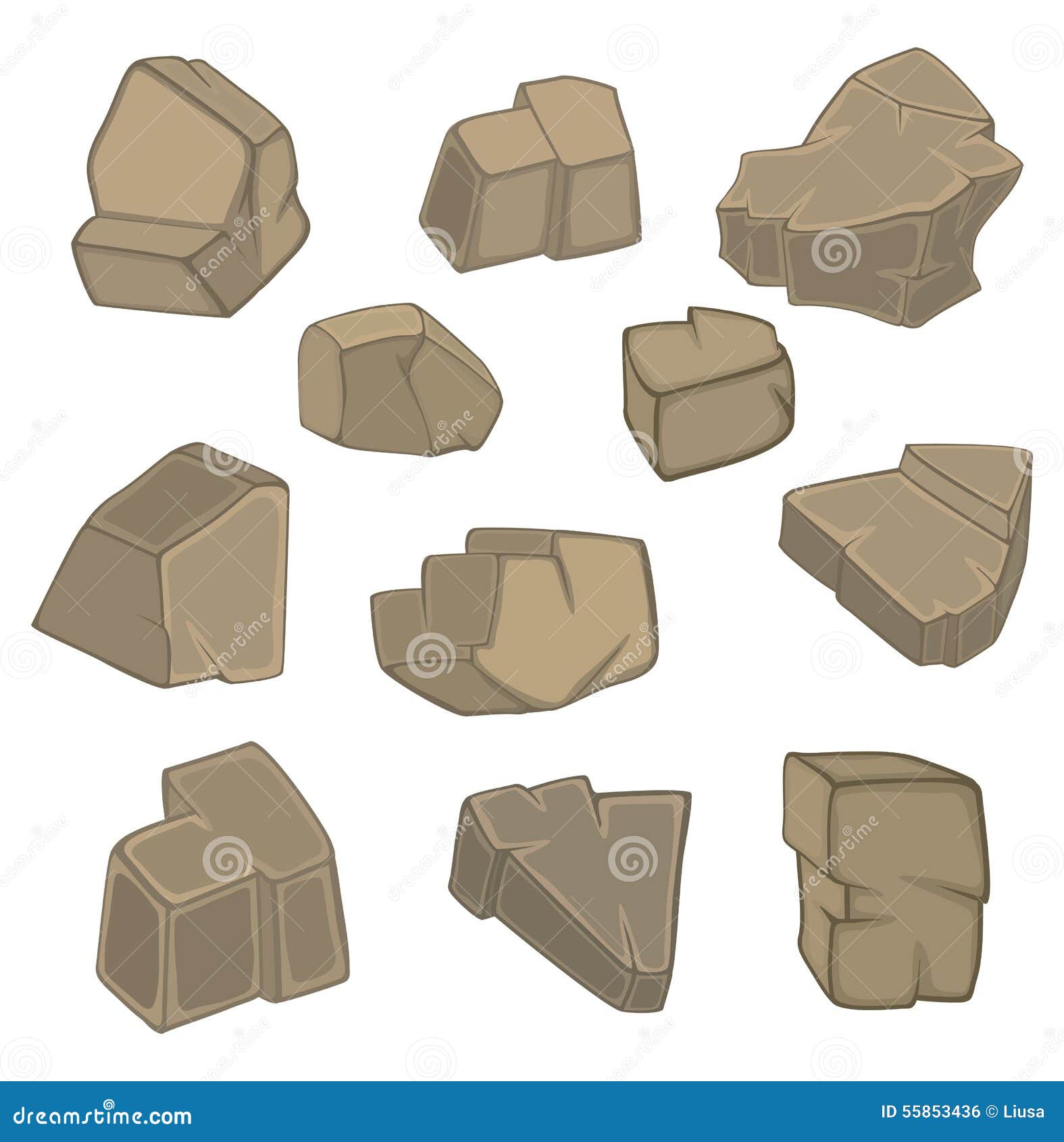 Stones set cartoon stock vector. Illustration of slate - 55853436