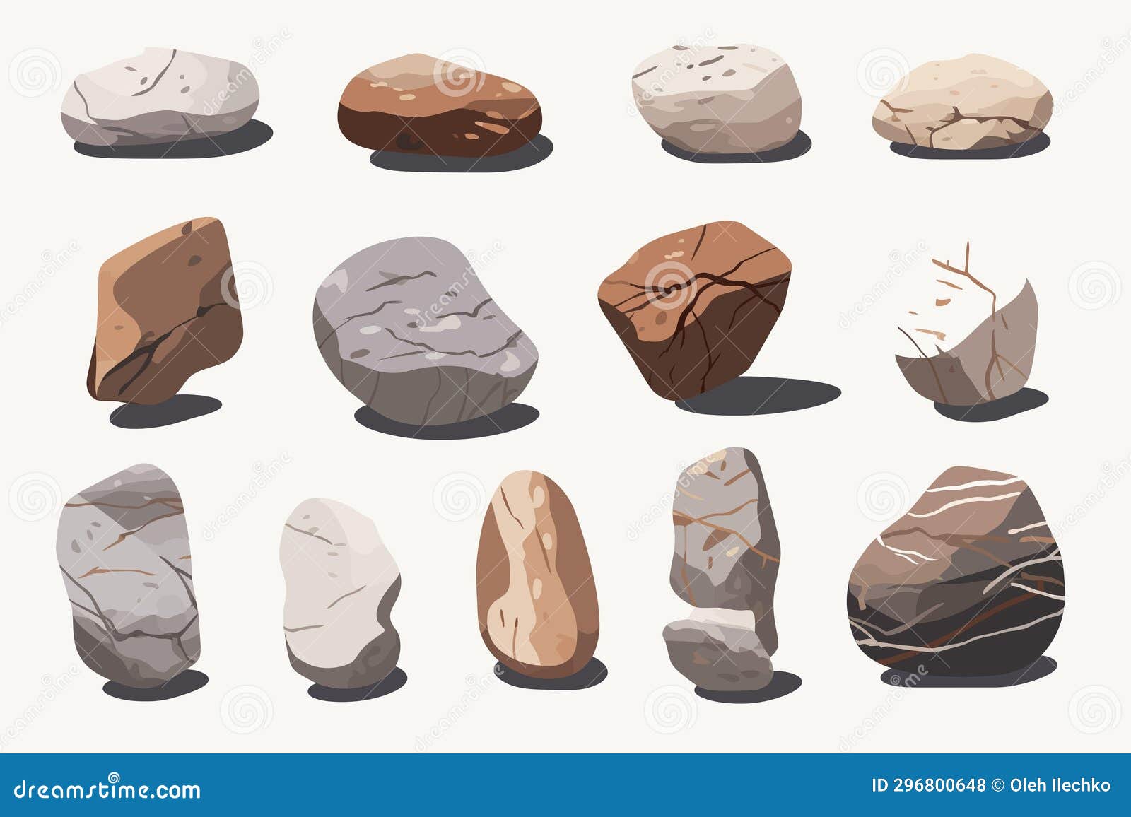 Stones Set Vector Flat Minimalistic Isolated Illustration Stock Vector ...
