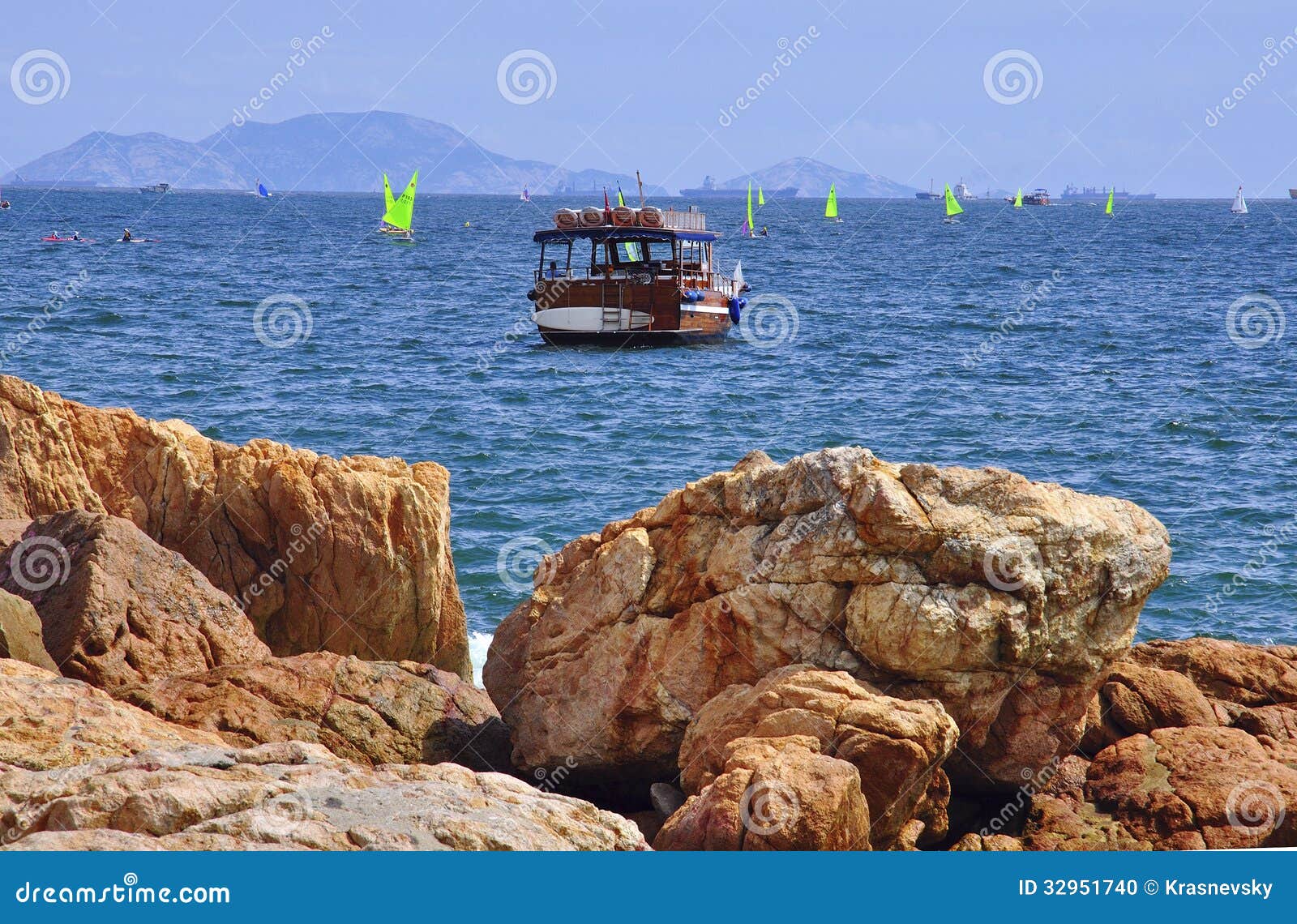 Stones, ship and sea stock photo. Image of water, bodies - 32951740