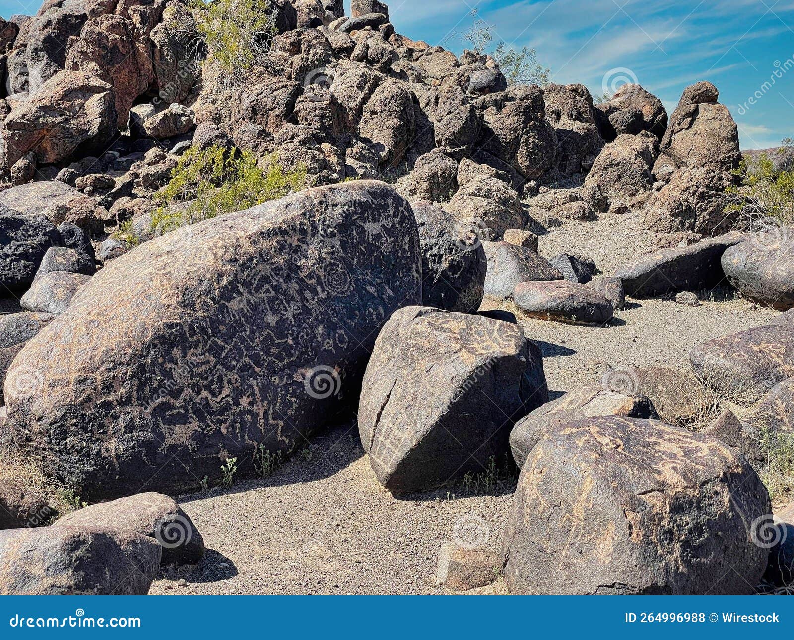 Stones on the Slope of a Hill in Different Shapes with Engravings on ...