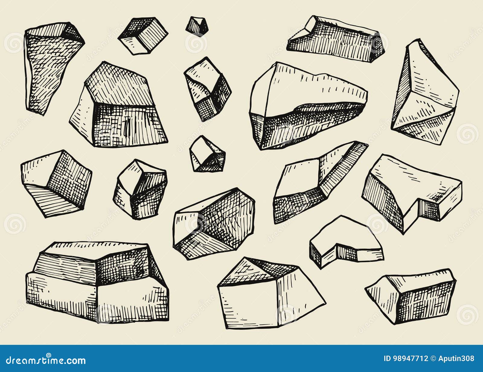 Stones Splint Set Vector. Hand Drawing Stock Vector - Illustration of ...