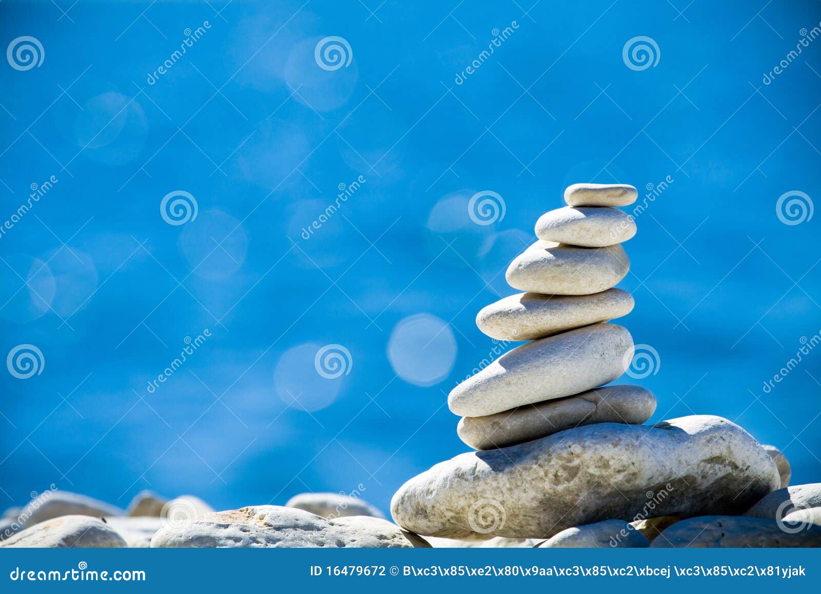 Stones Stack Over Blue Adriatic Sea Stock Photo - Image of closeup ...