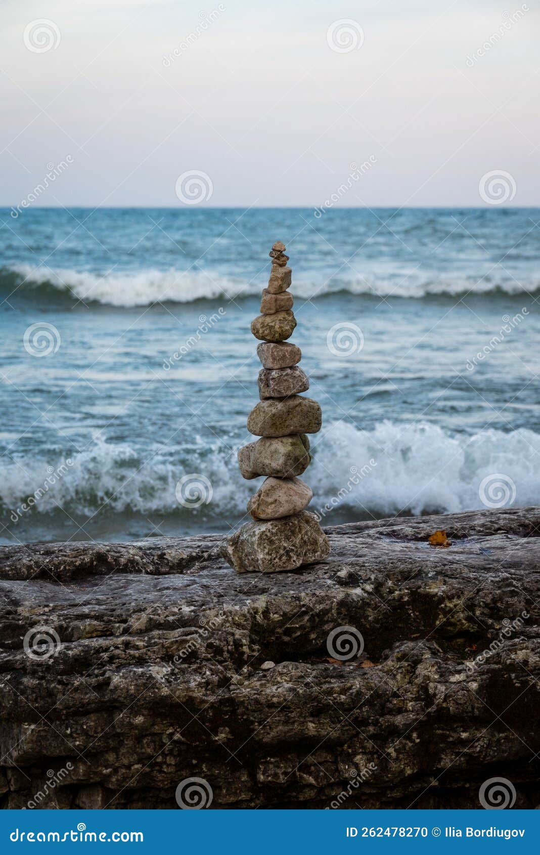 Stones Stacked on the Beach Stock Photo - Image of water, vacation ...